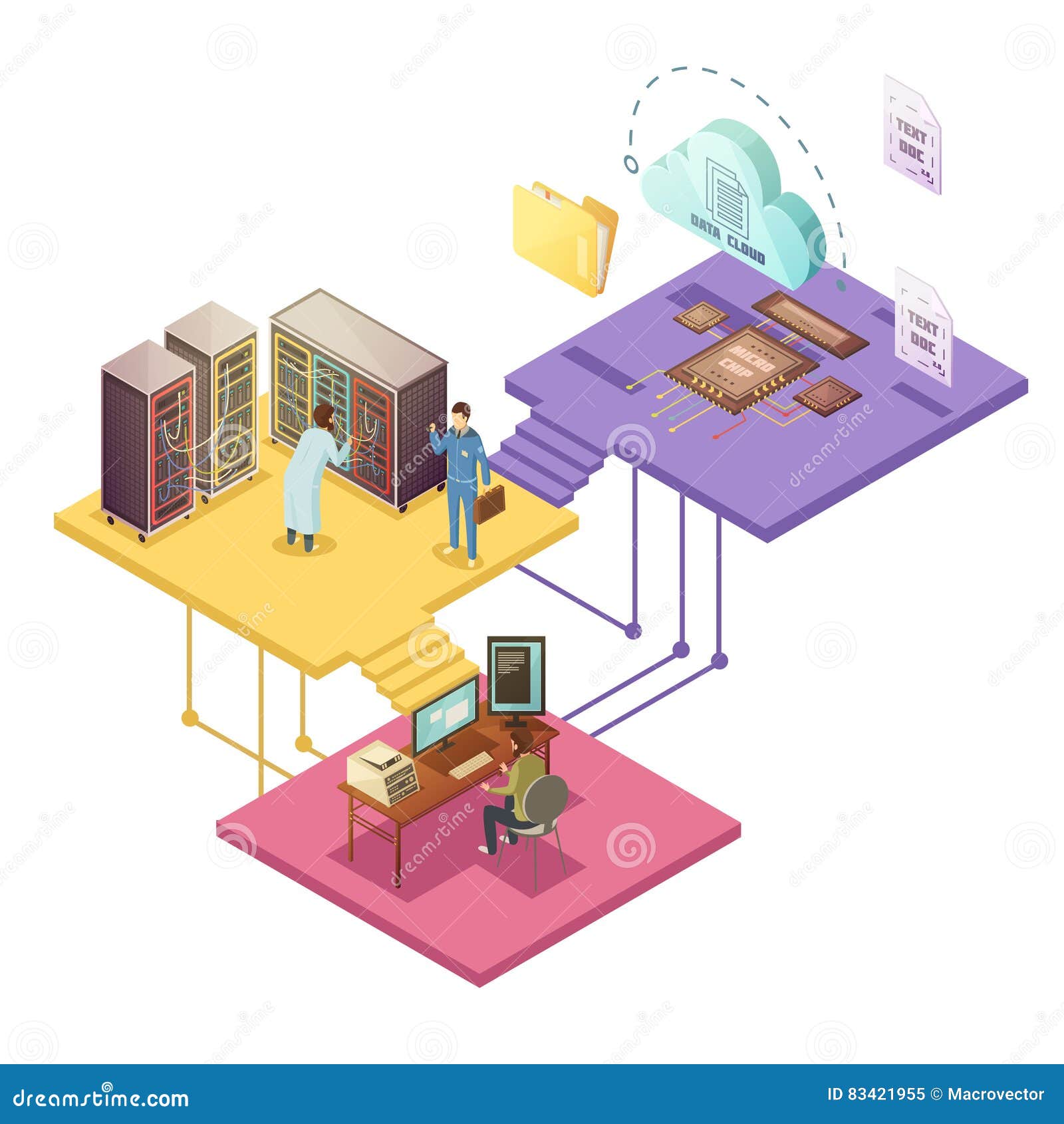 Datacenter Isometric Illustration Stock Vector - Illustration of folder ...