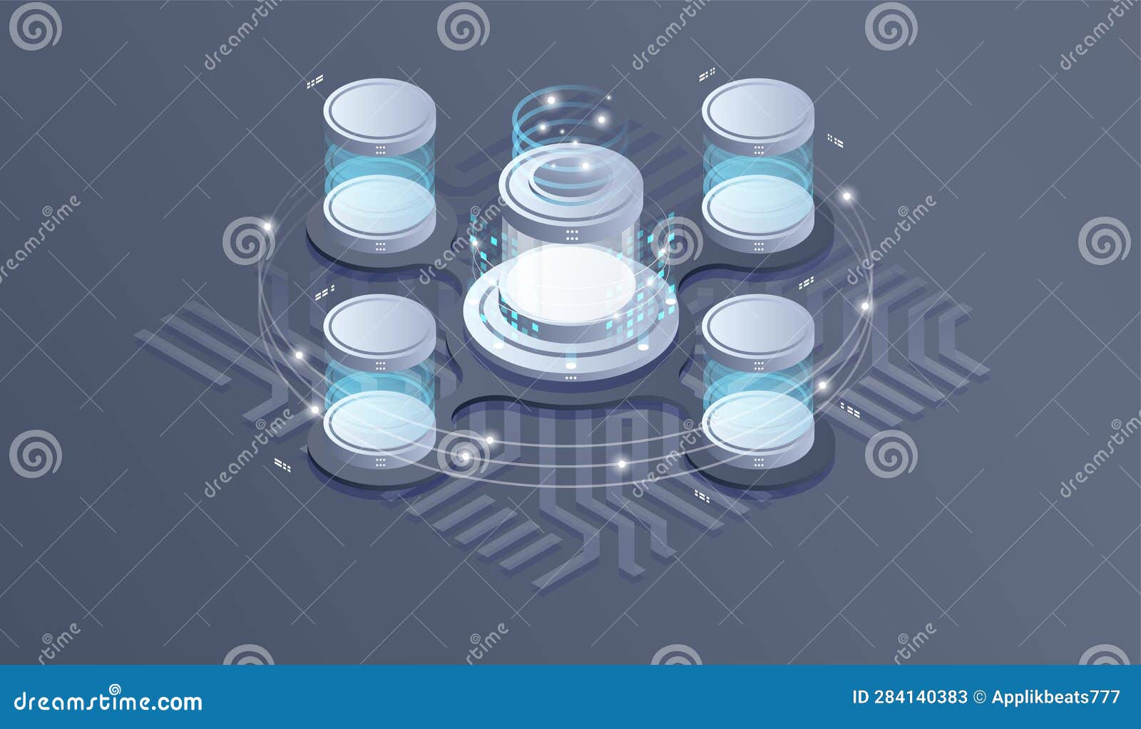 Datacenter Isometric Vector Illustration. Information Flow,digital ...
