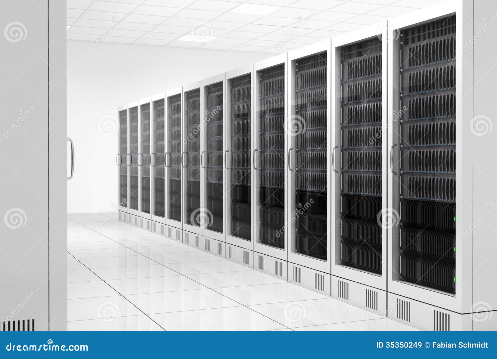 Datacenter mit zwei Reihen stock abbildung. Illustration von daten ...