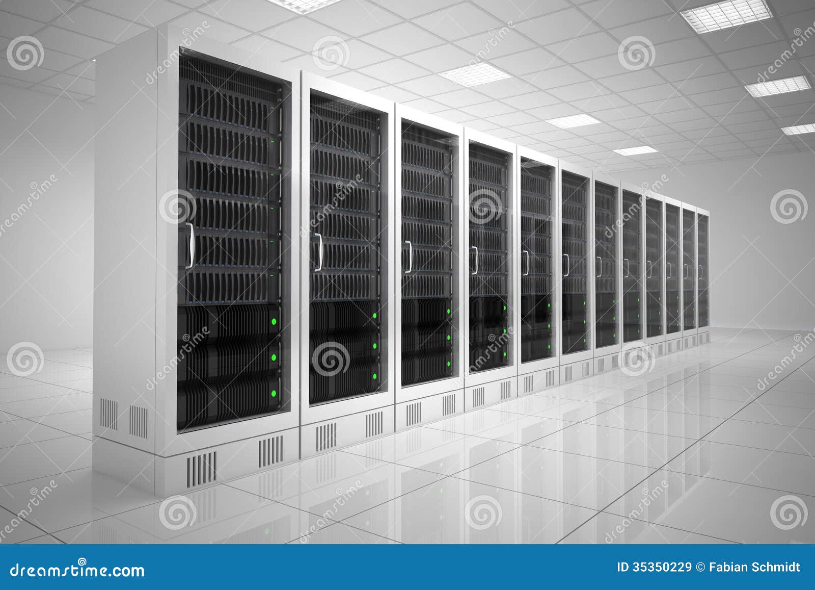 Datacenter with one row stock illustration. Illustration of connection ...