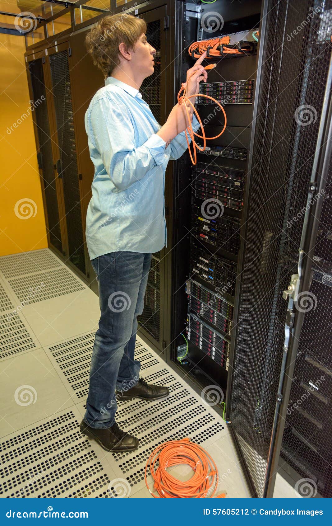 Datacenter Professional in Server Room Stock Photo - Image of hardware ...