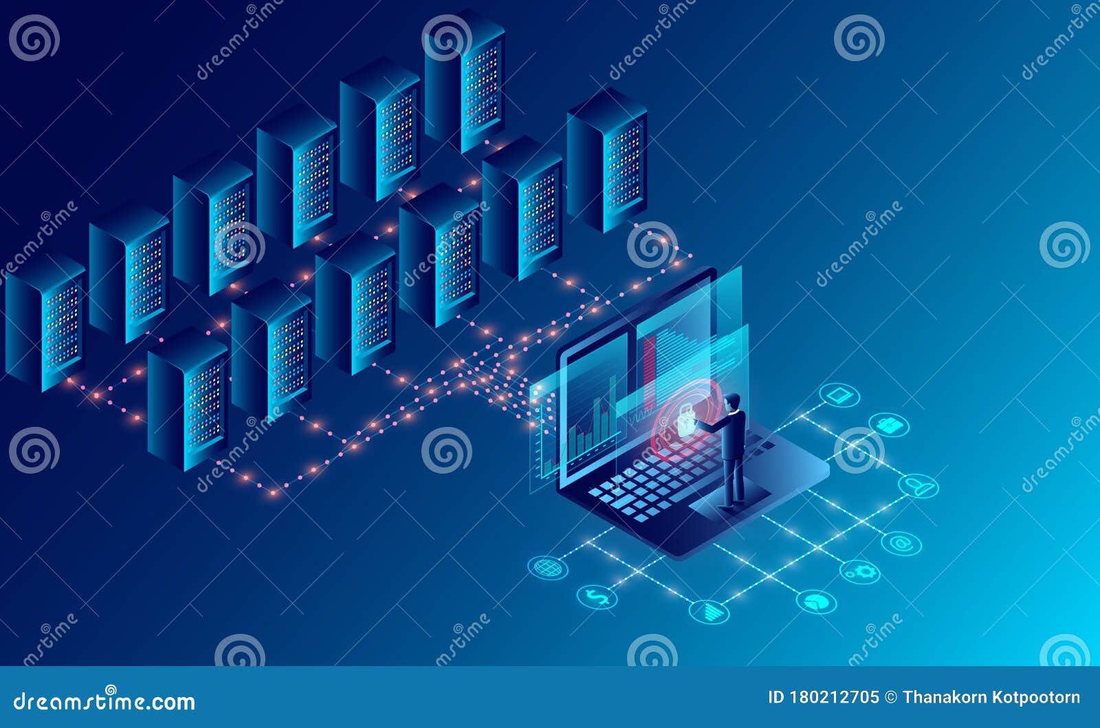 Datacenter Server Room Cloud Storage Technology And Big Data Processing ...