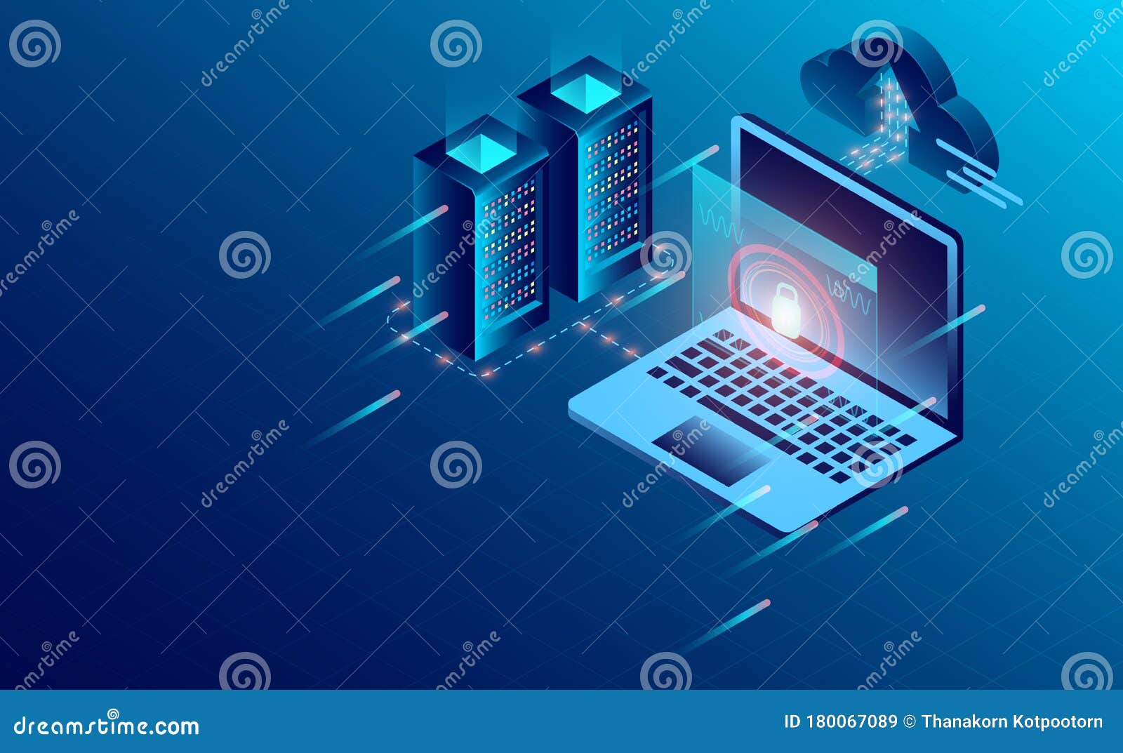 Datacenter Server Room Cloud Storage Technology and Big Data Processing Protecting Data Security ...