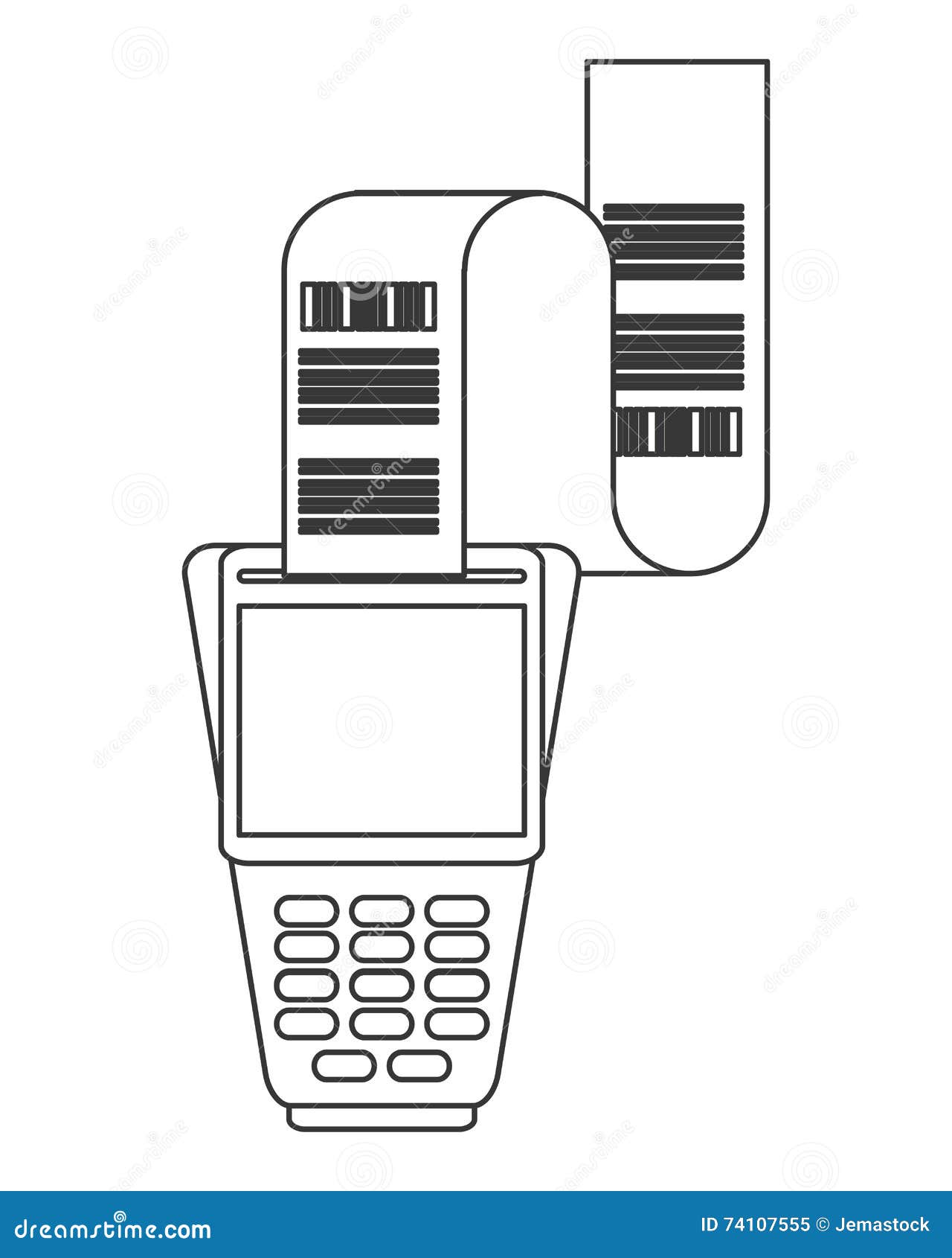 Dataphone with Receipt Icon Line Design Stock Illustration - Illustration of card, money: 74107555