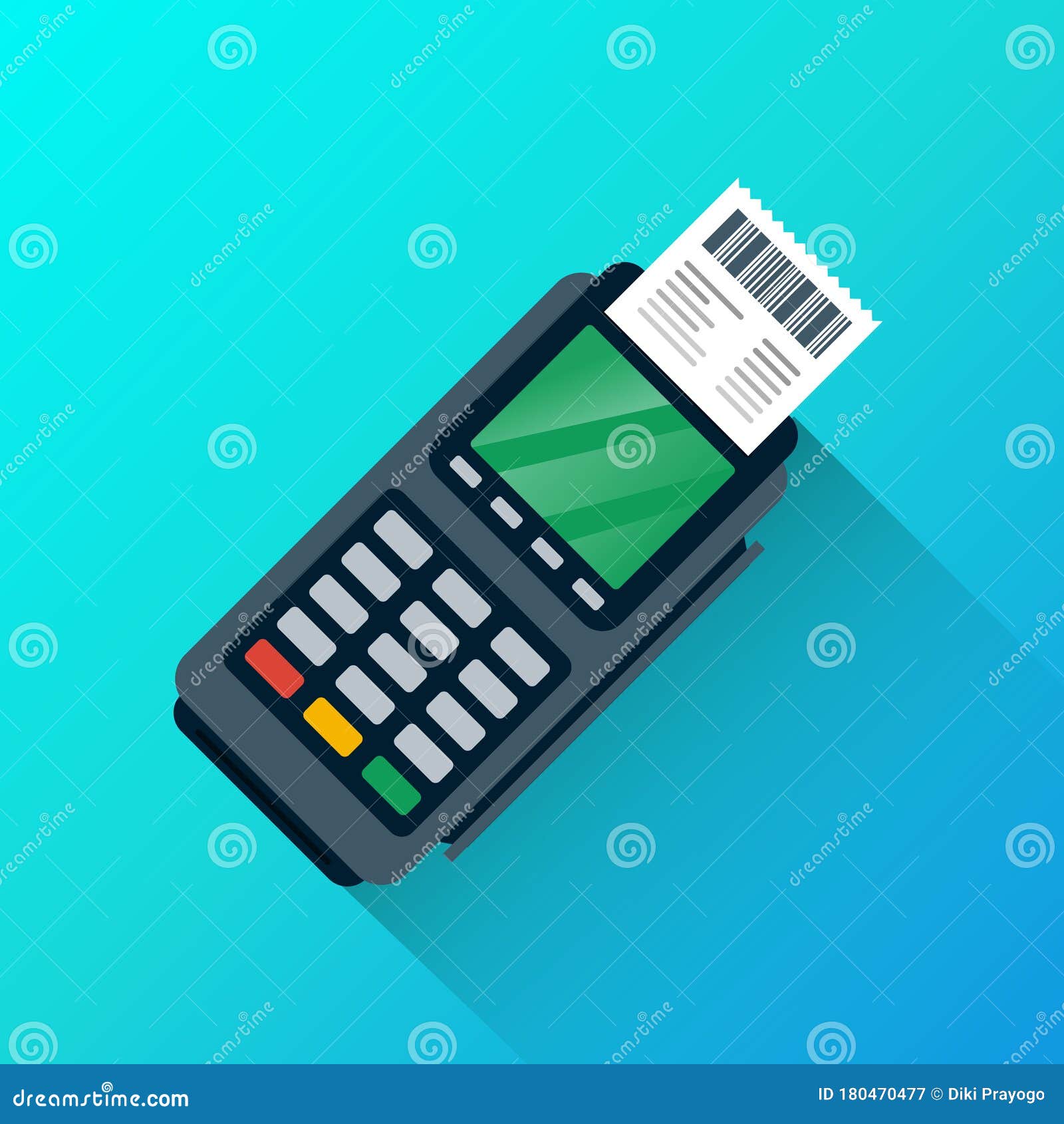 Dataphone Vector Illustration Concept with Invoice or Receipt Paper ...
