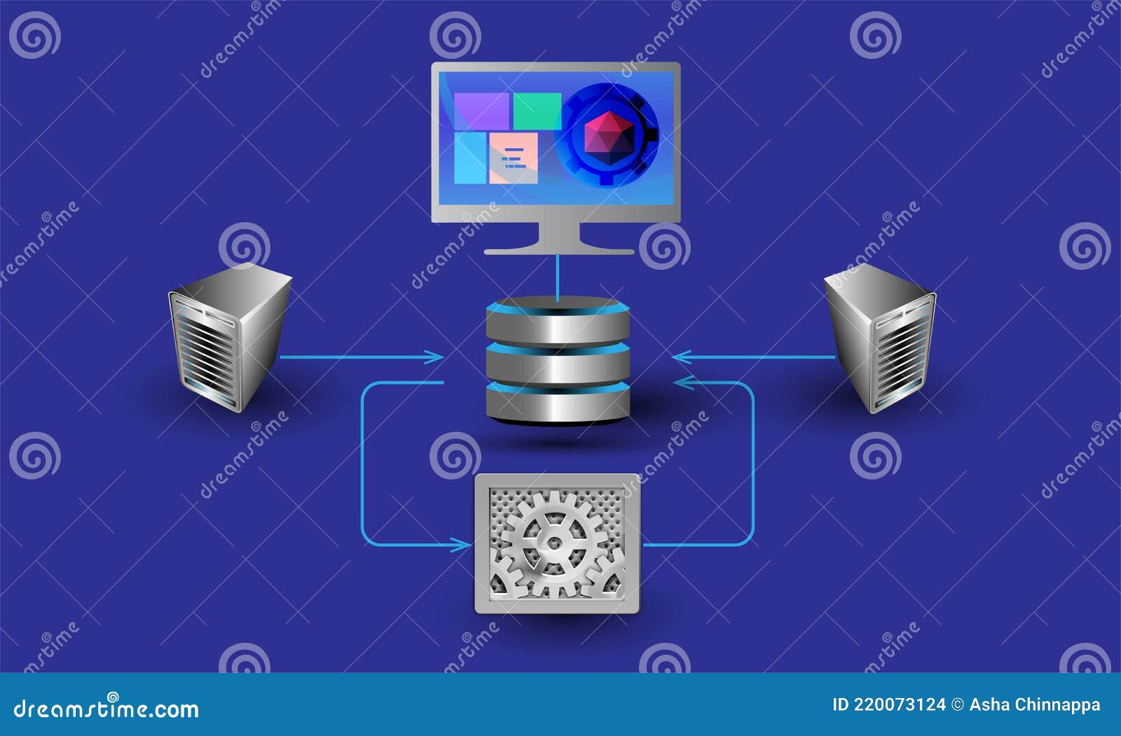 Concept of Data Process and Big Data, Vector Illustration Stock Vector ...