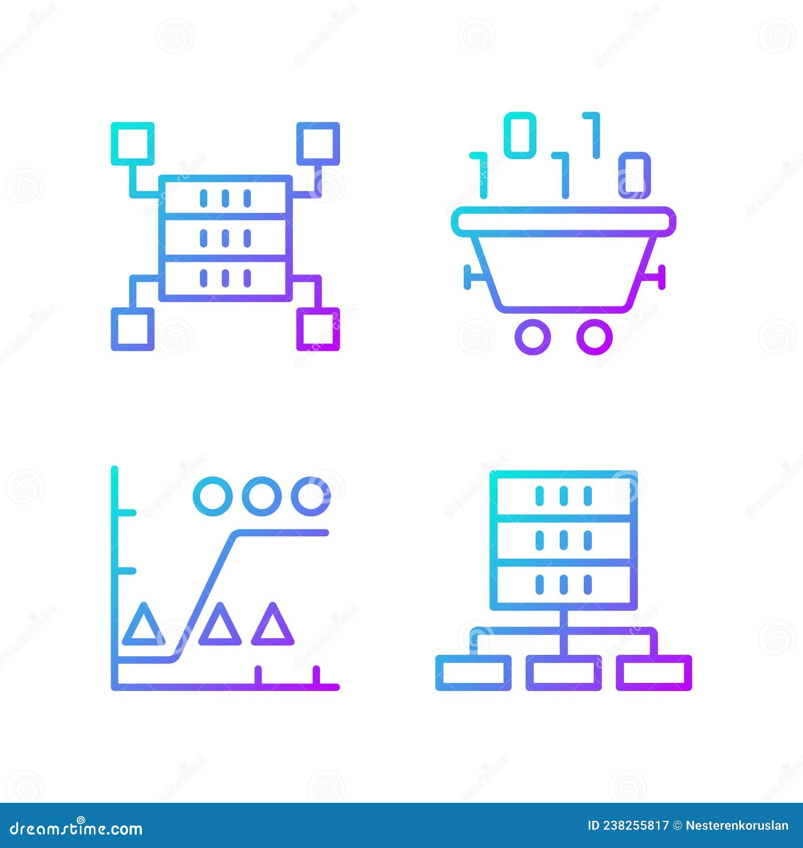 Dataset Processing Gradient Linear Vector Icons Set Stock Vector ...