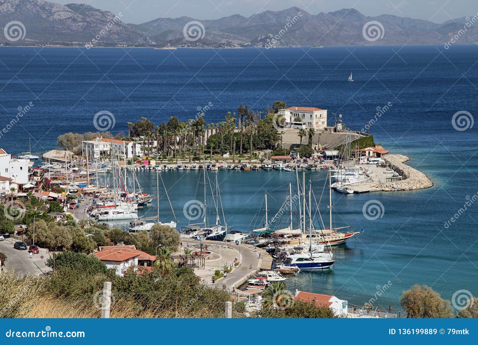 Datca Harbour view stock image. Image of east, background - 136199889