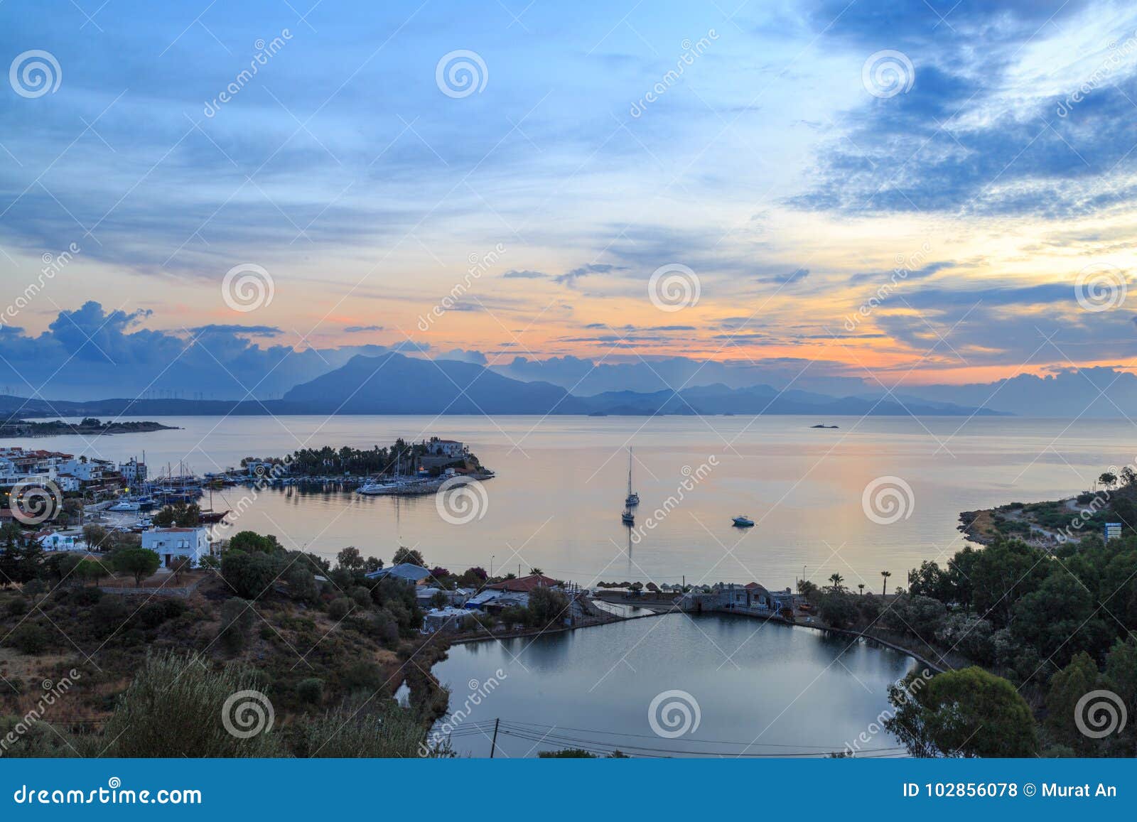 Datca Seaport with Lake during Sunrise Stock Photo - Image of east ...