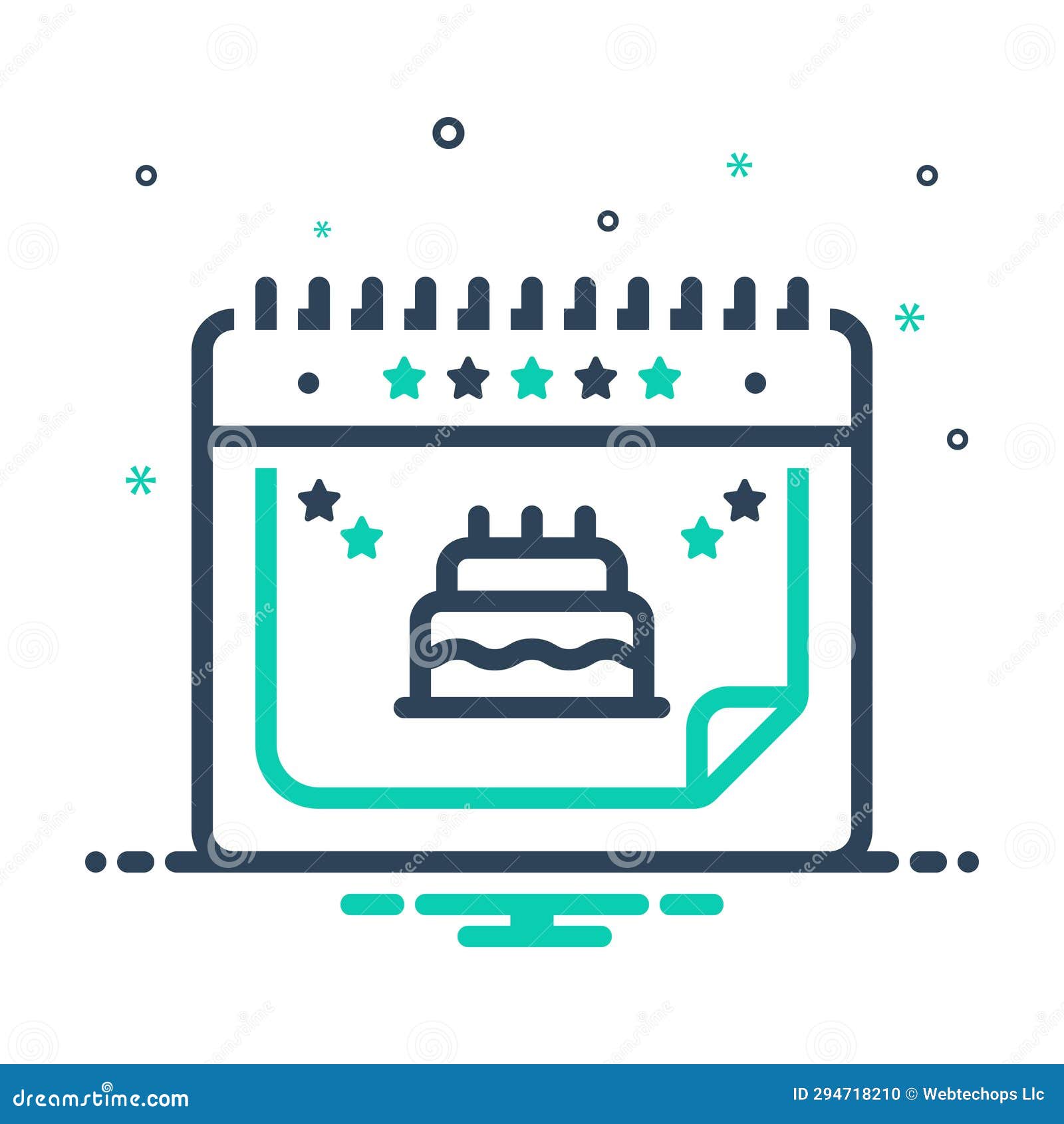 Mix Icon for Date of Birth, Birth and Birthday Cake Stock Vector ...