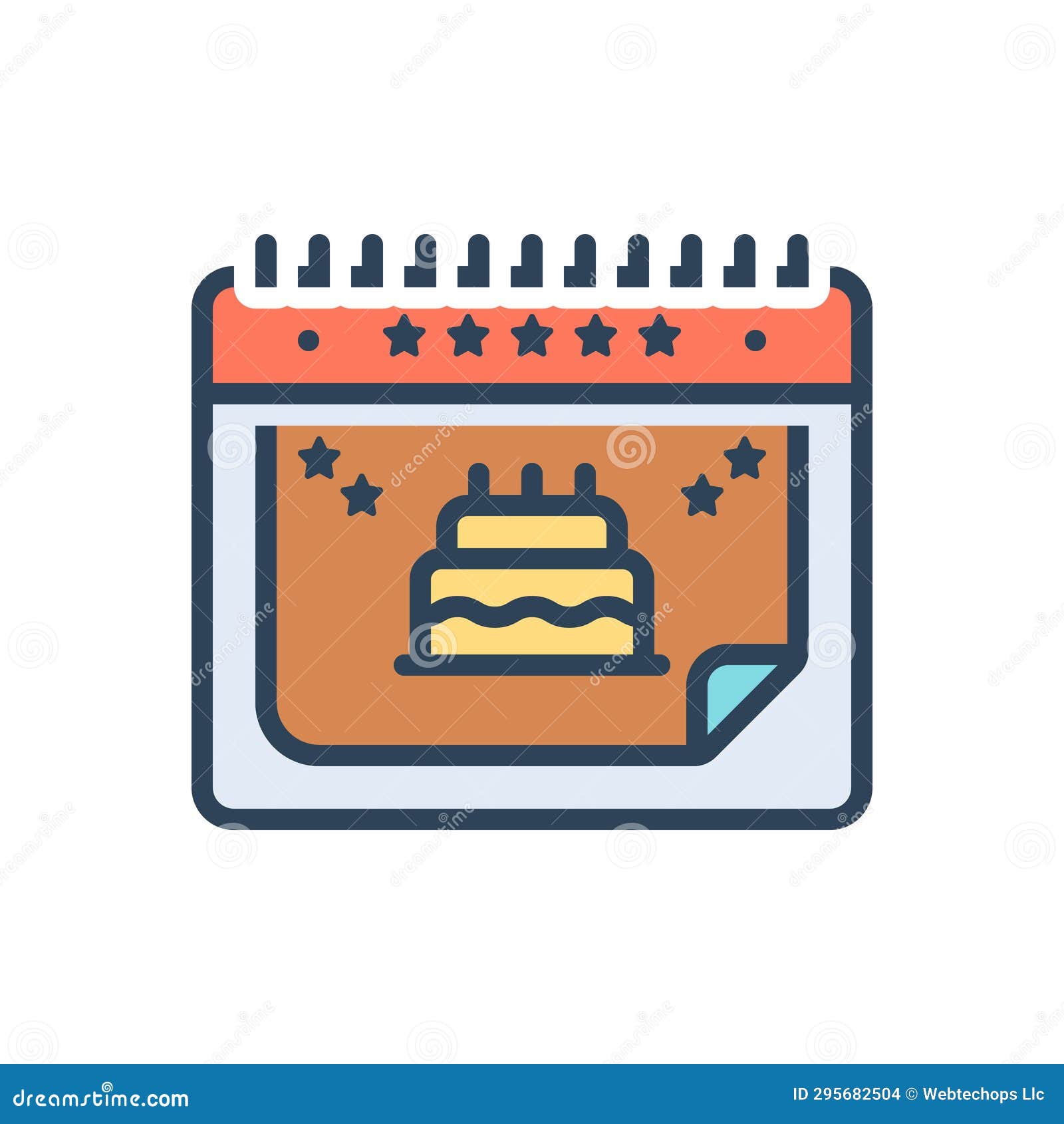 Color Illustration Icon for Date of Birth, Birth and Birthday Cake ...