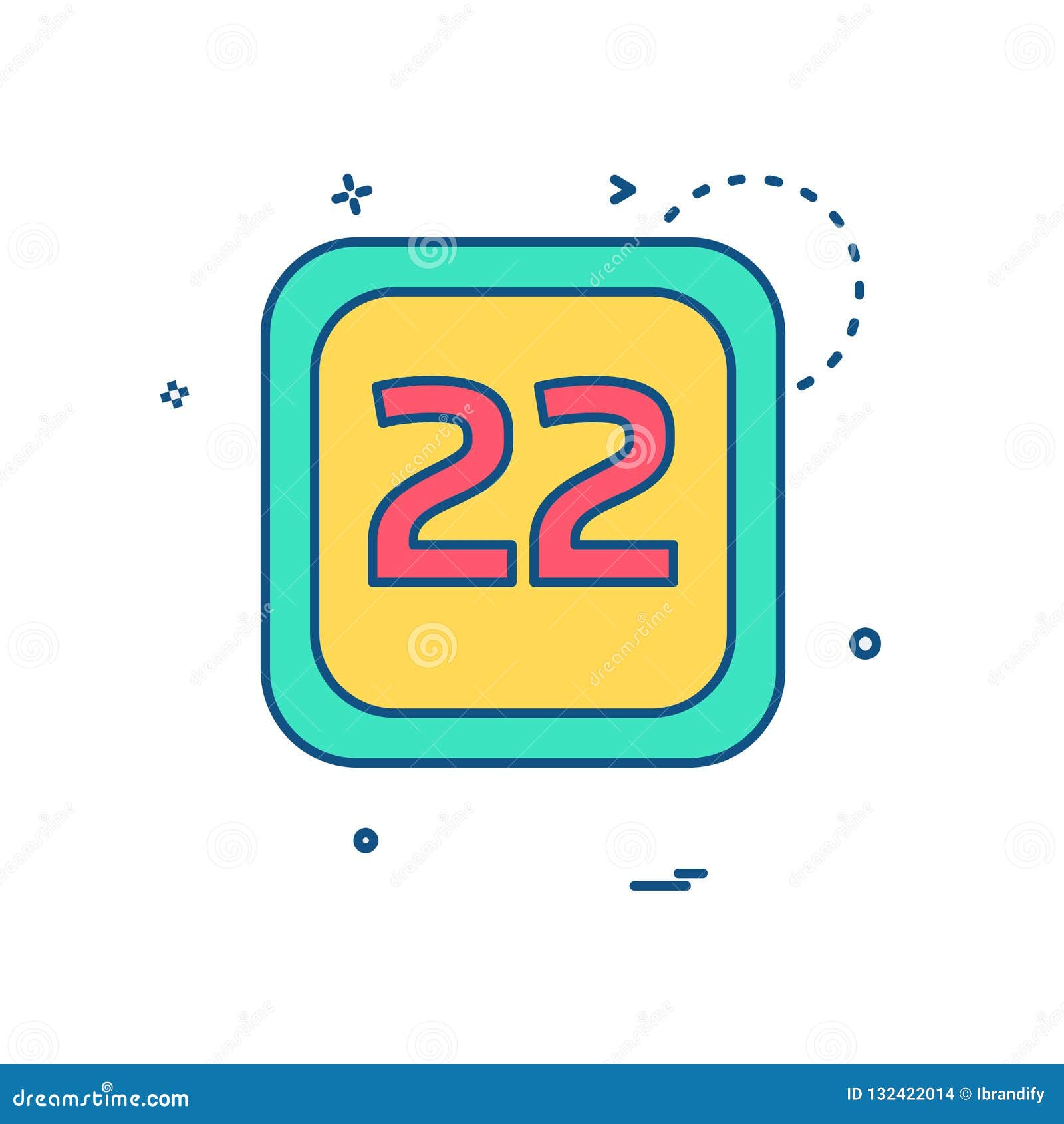 22 Date Calender Icon Design Vector Stock Vector - Illustration of ...