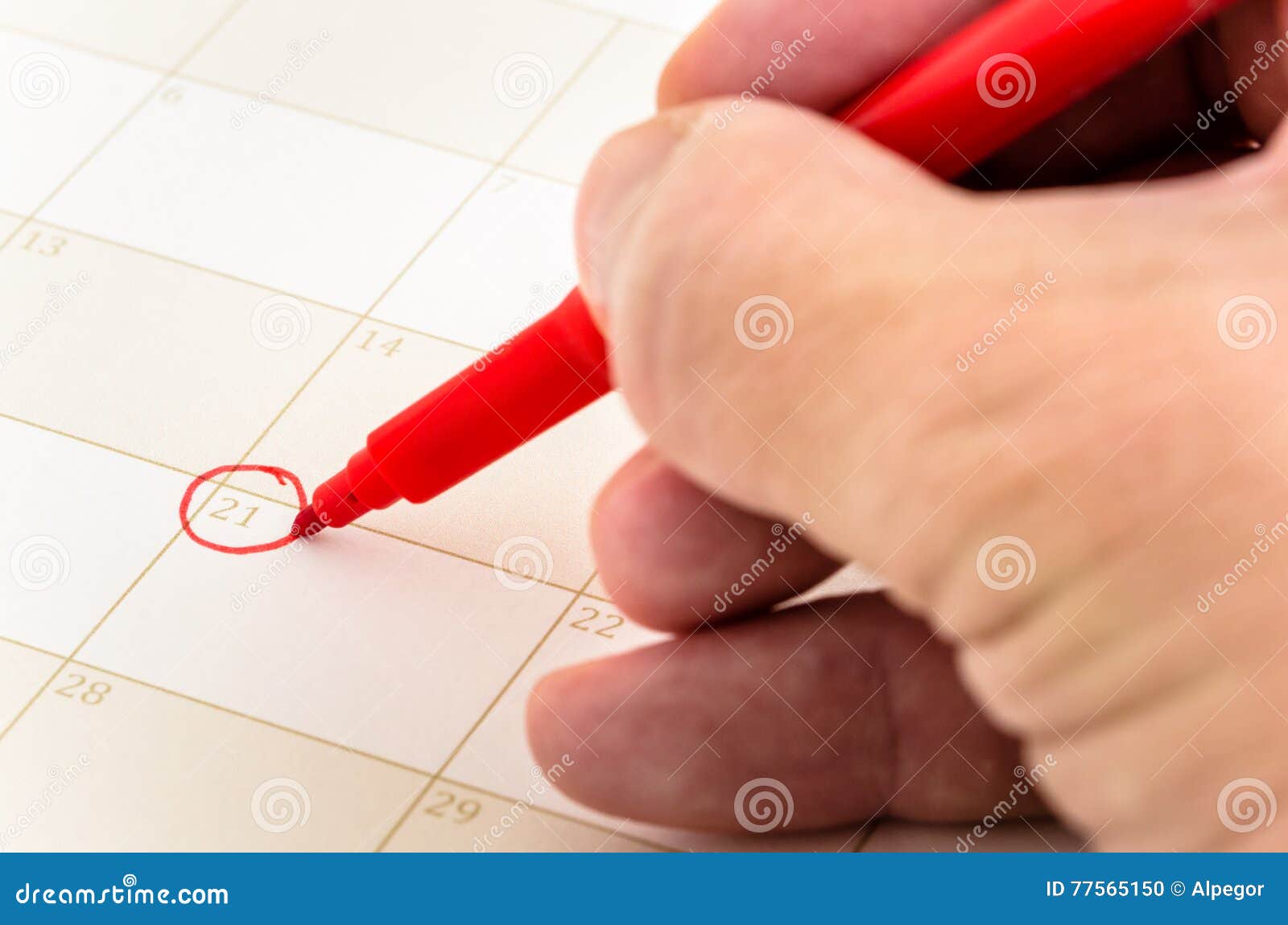 Date Circled in Red on a Calendar Stock Photo - Image of colourful ...