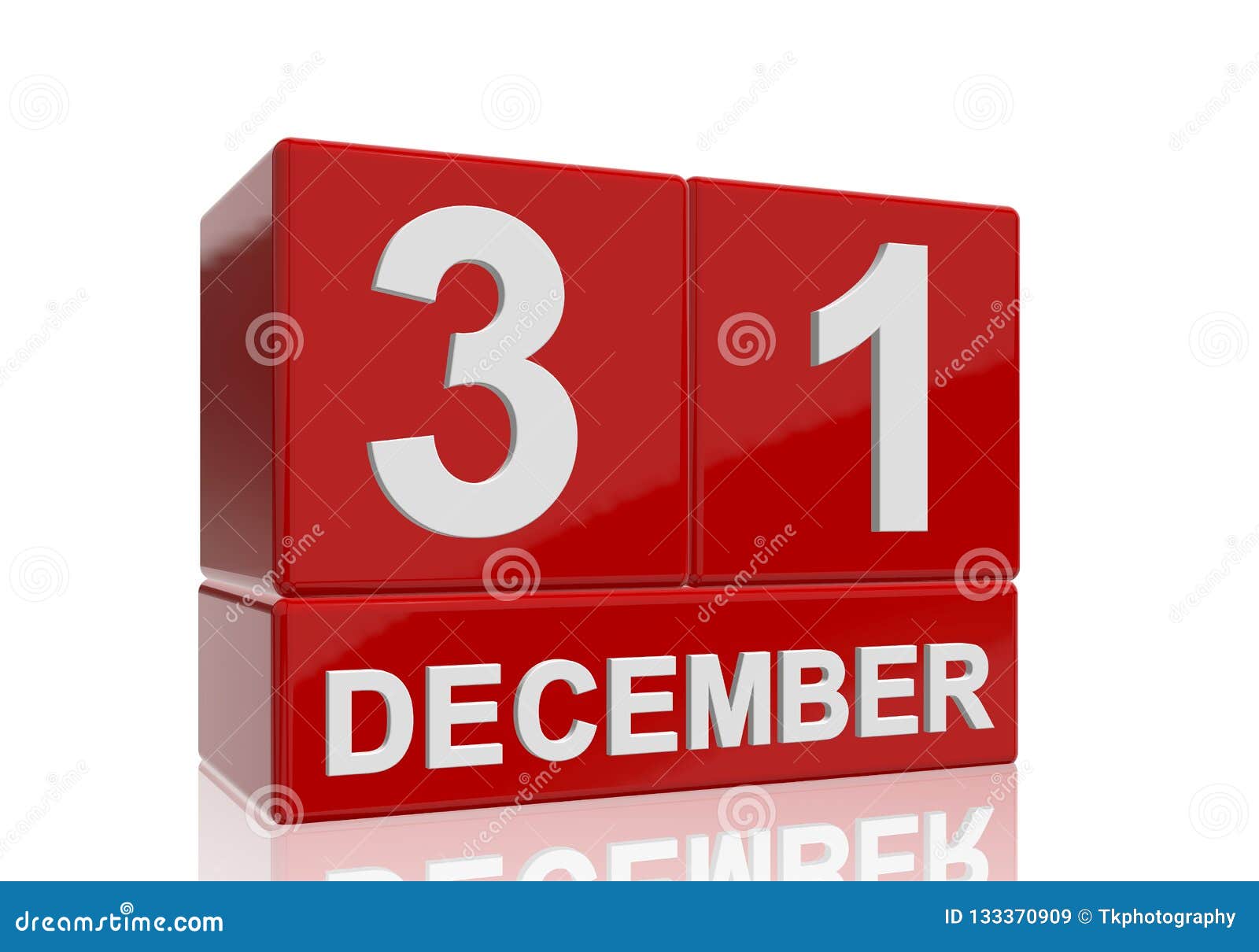 The Date of 31 December in White Numbers and Letters on Red, Glossy ...