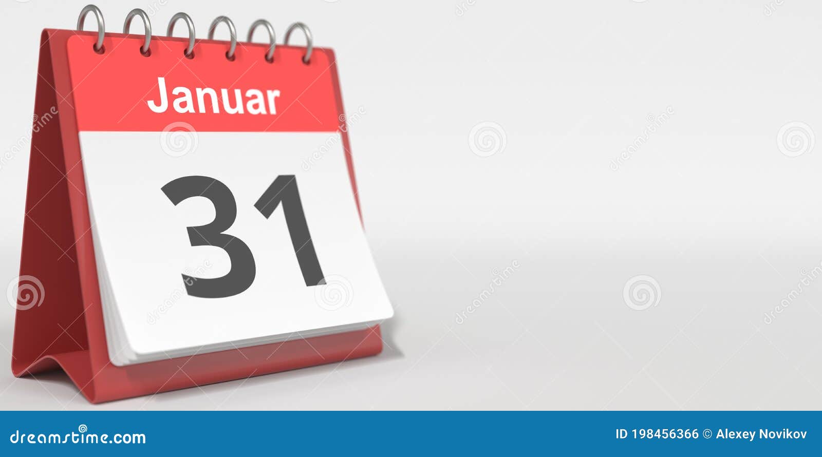 January 31 Date Written in German on the Flip Calendar Page. 3d ...