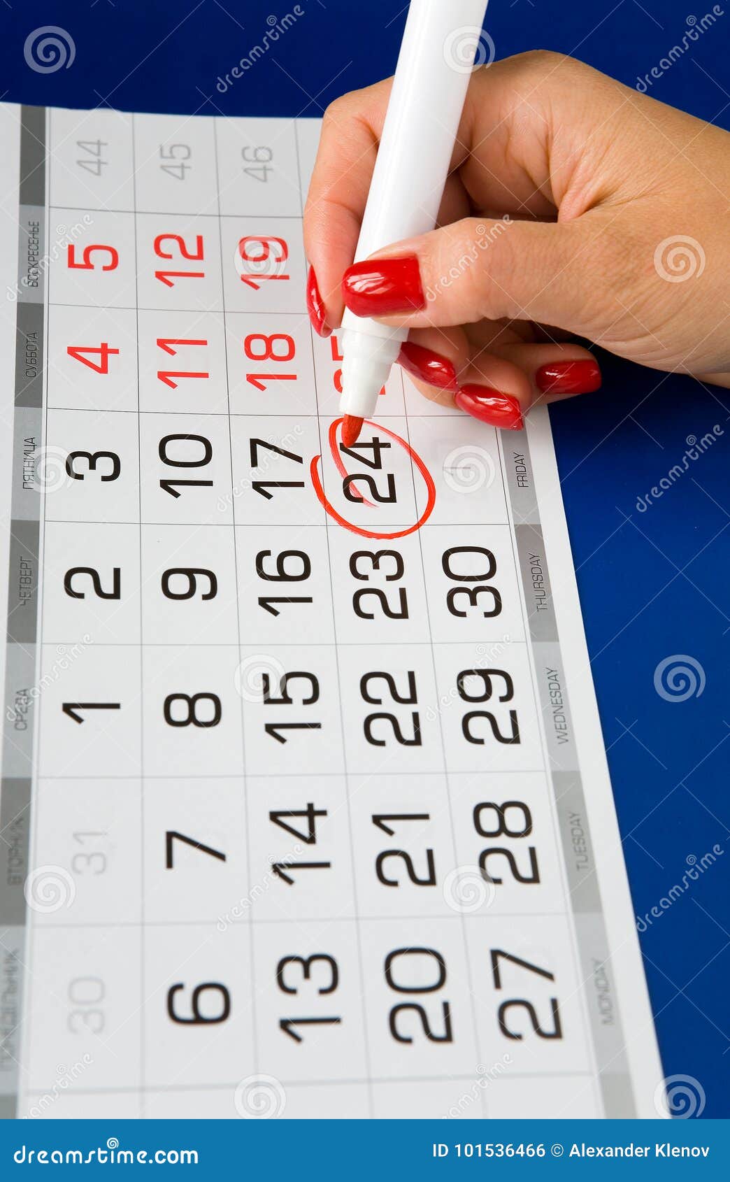 Date Friday 24 is Marked on the Calendar. Stock Photo - Image of ...