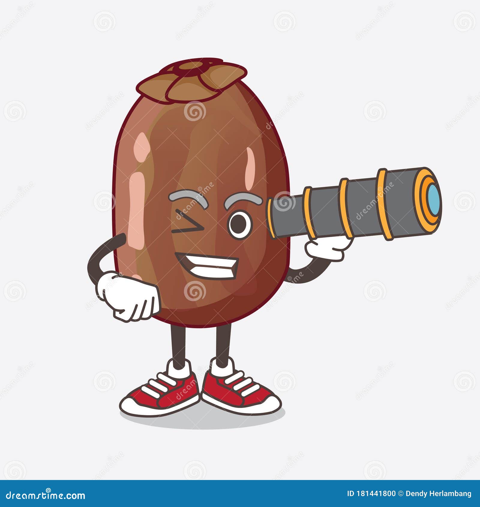 Date Fruit Cartoon Mascot Character Using a Monocular Stock Vector ...