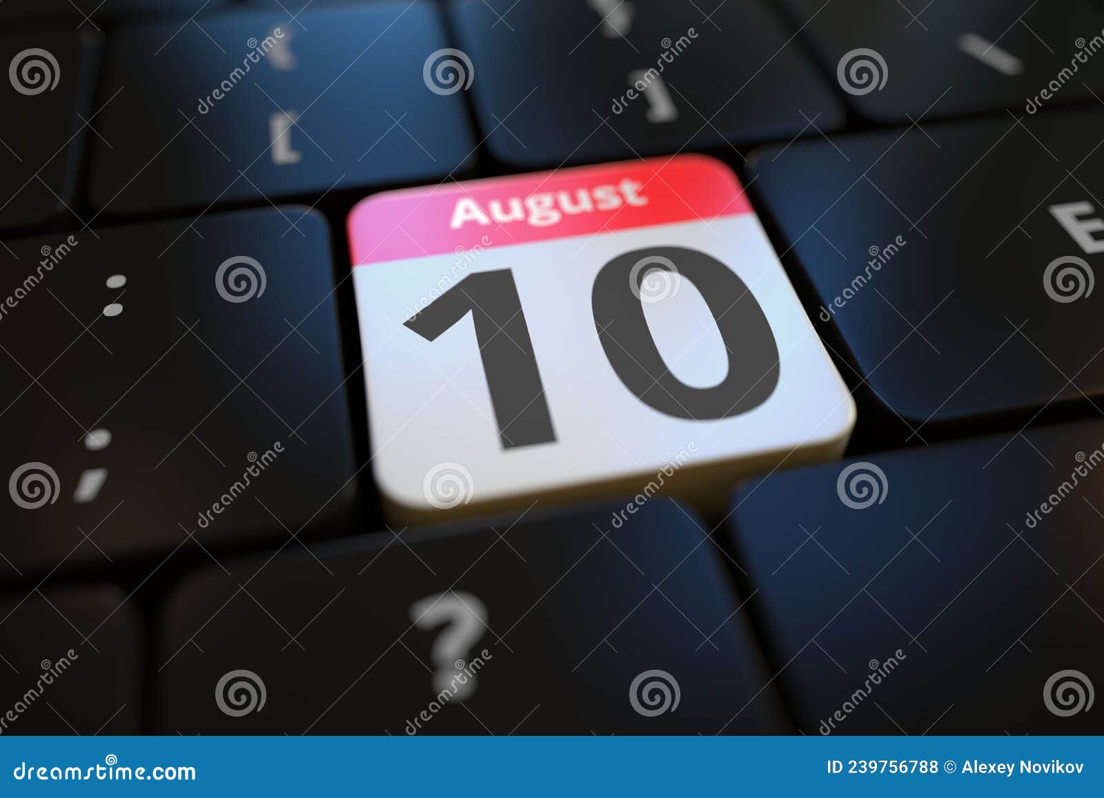 August 10 Date on a Keyboard Key, 3d Rendering Stock Illustration ...