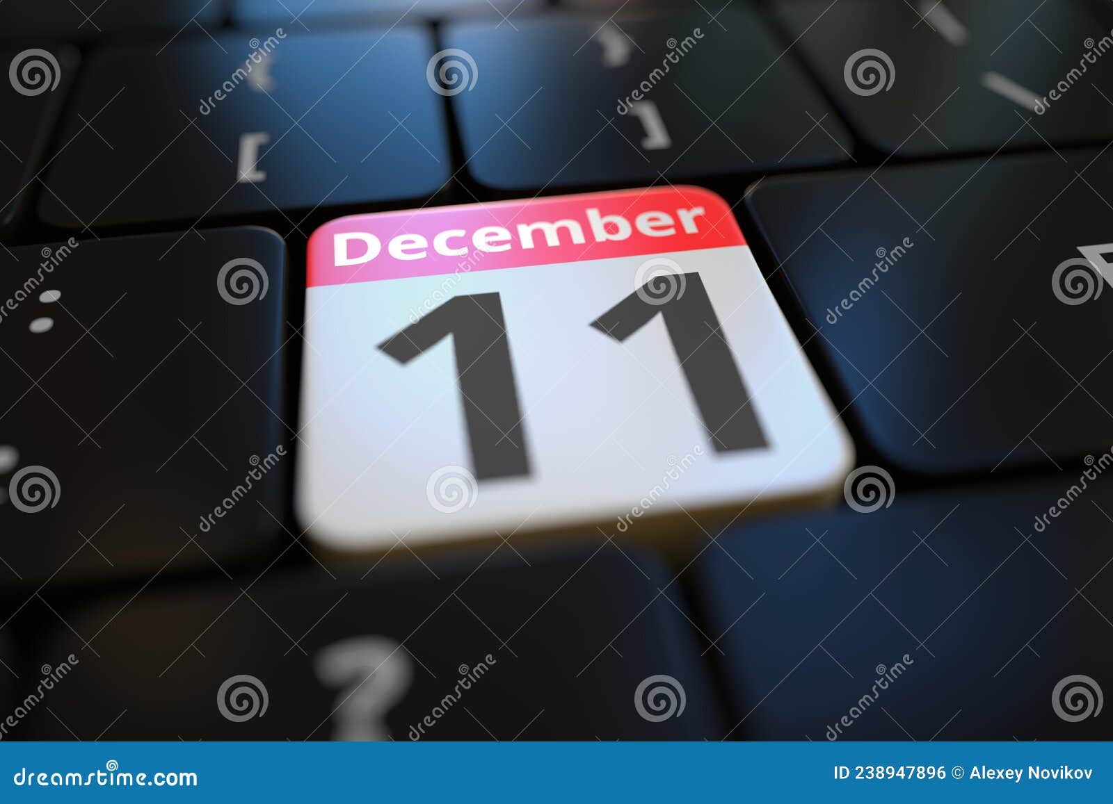 December 11 Date on a Keyboard Key, 3d Rendering Stock Illustration ...