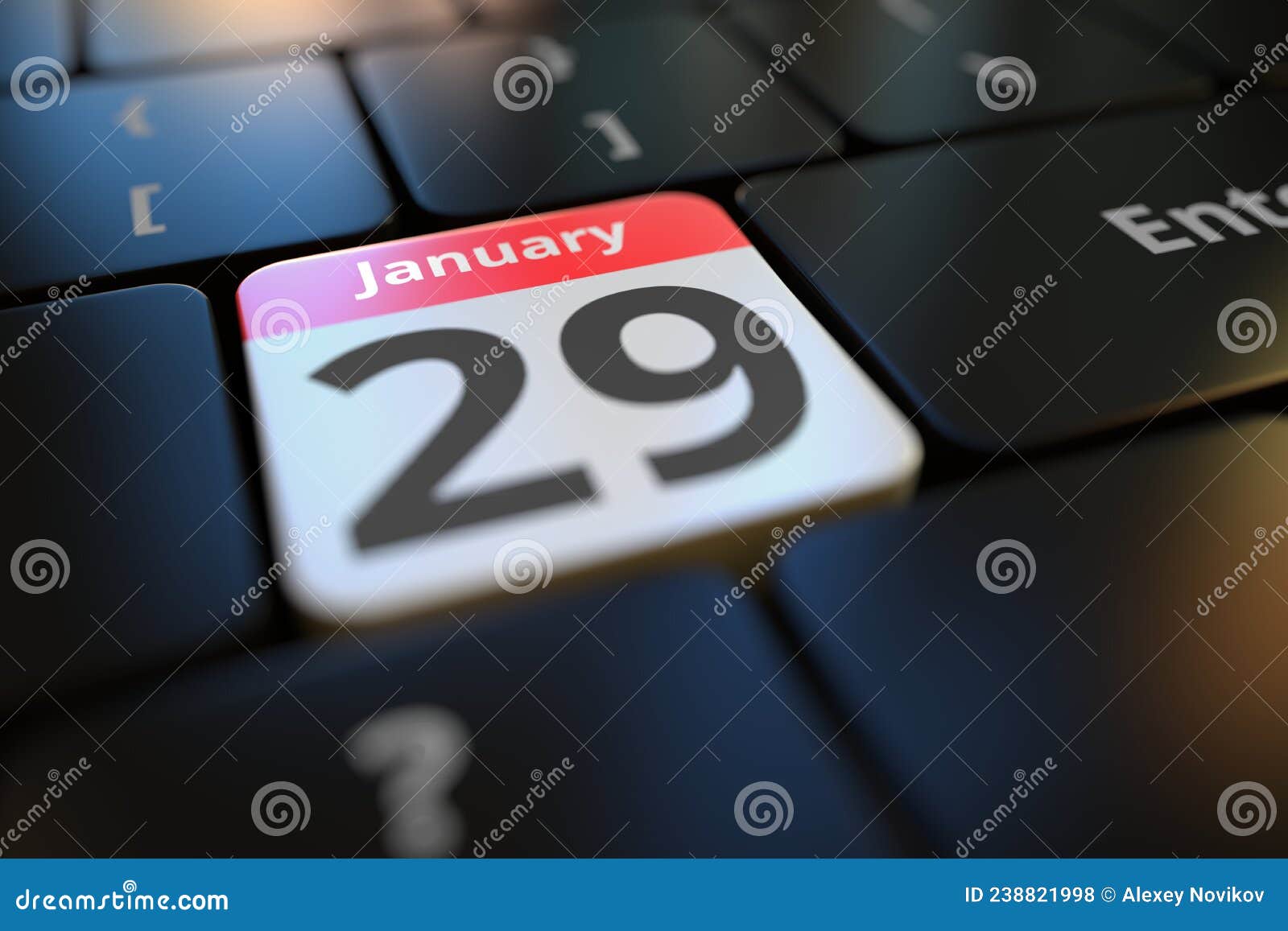 January 29 Date on a Keyboard Key, 3d Rendering Stock Illustration ...