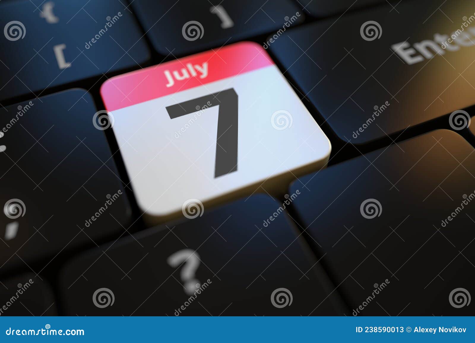 July 7 Date on a Keyboard Key, 3d Rendering Stock Illustration ...