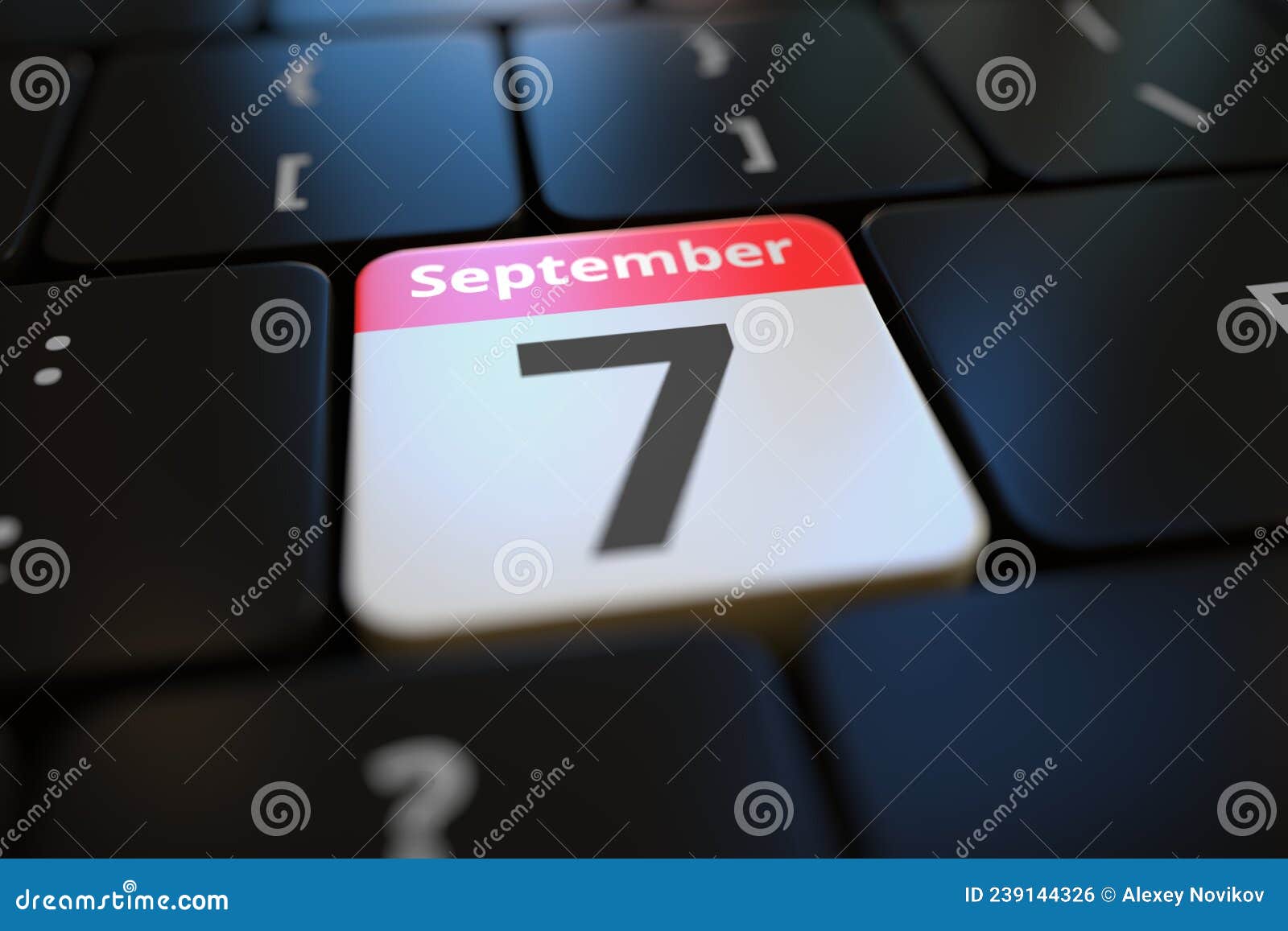 September 7 Date on a Keyboard Key, 3d Rendering Stock Illustration ...