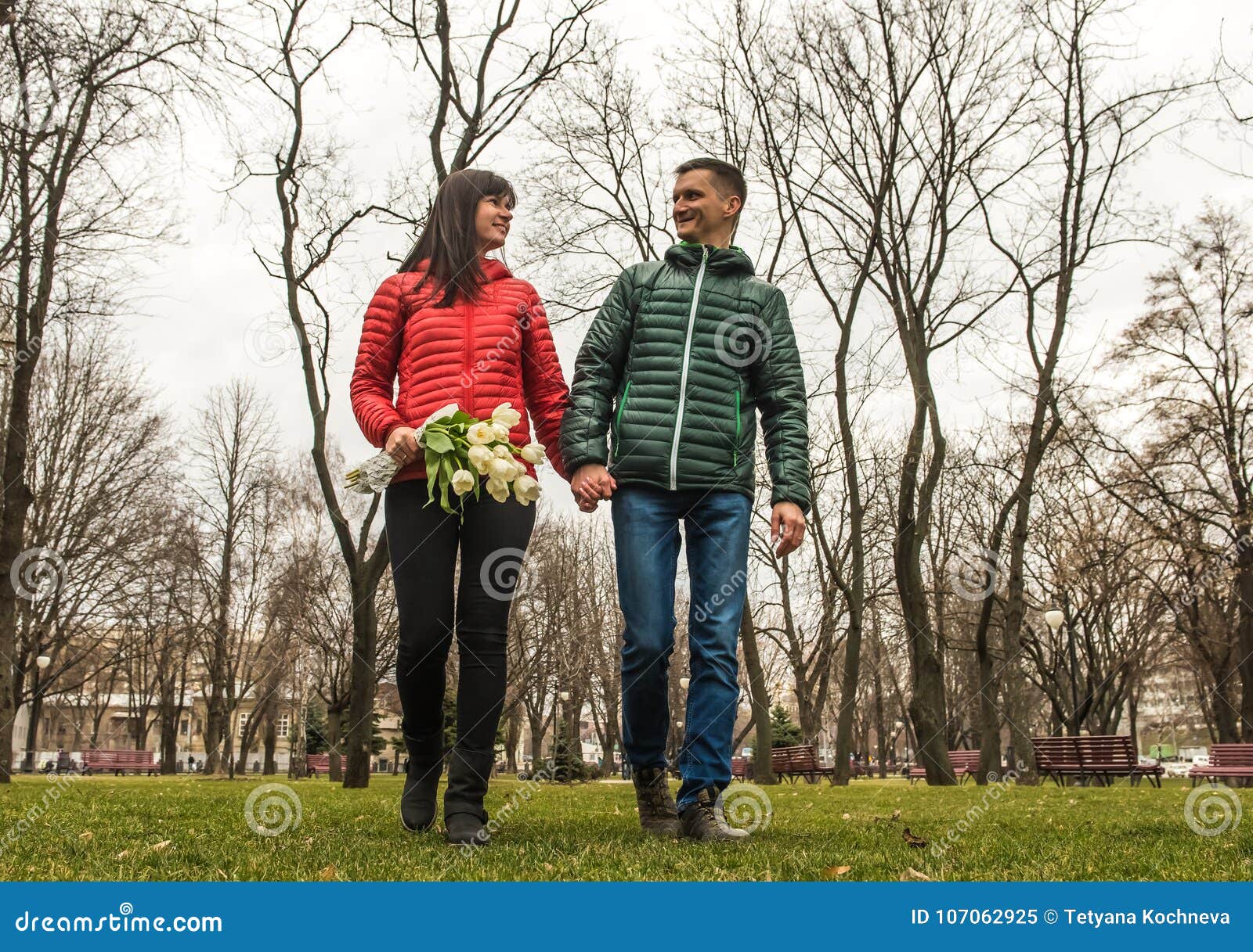 Date of Middle Aged Loving Couple in Park Stock Image - Image of person ...