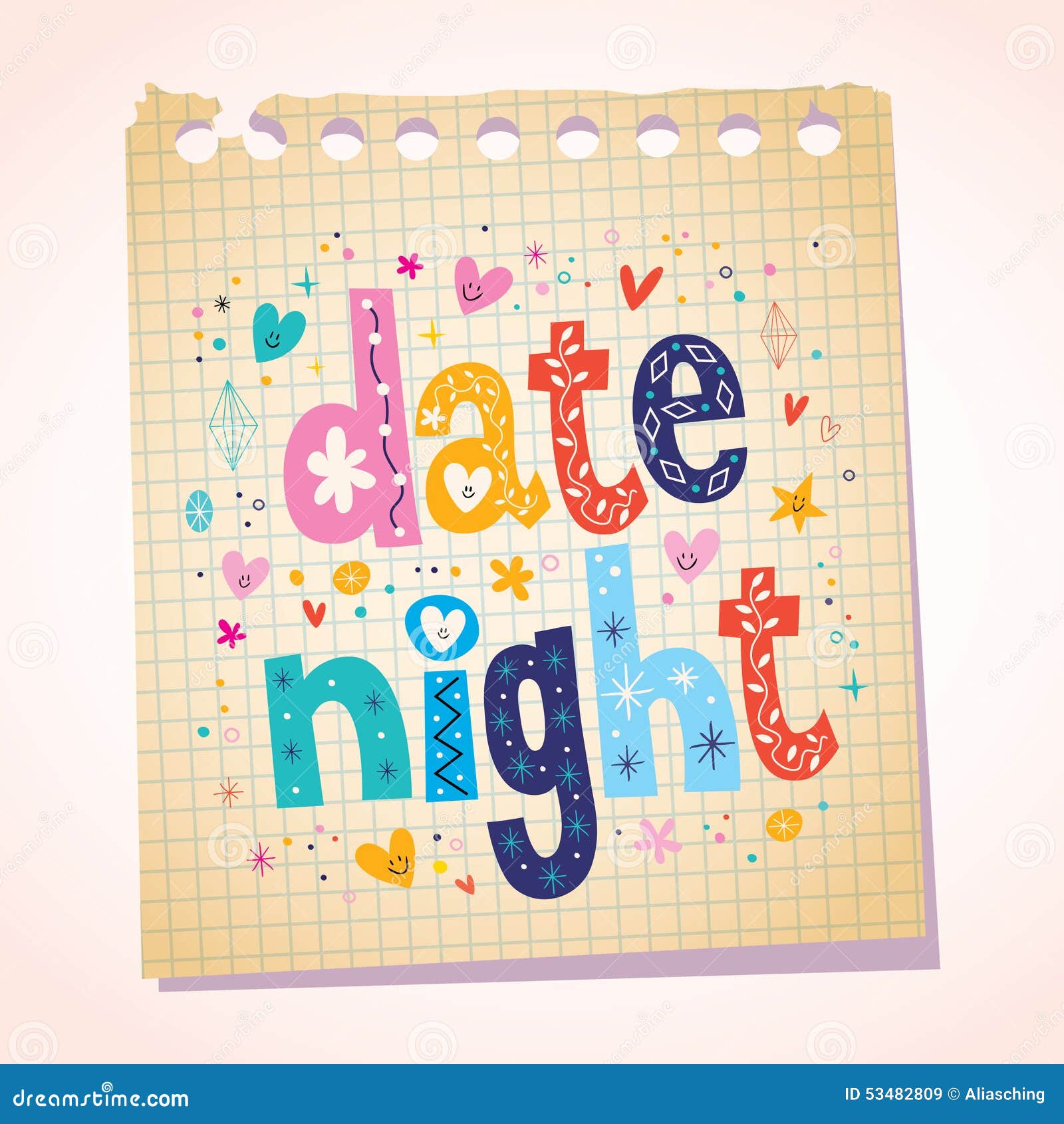 Date Night Notepad Paper Message Reminder Stock Vector - Illustration ...