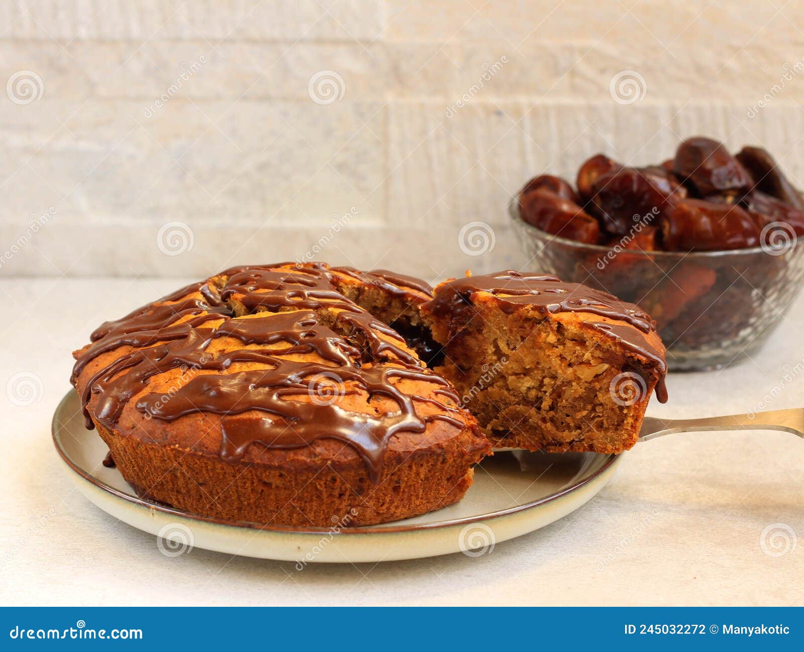 Date and nut cake stock photo. Image of brunch, walnut - 245032272