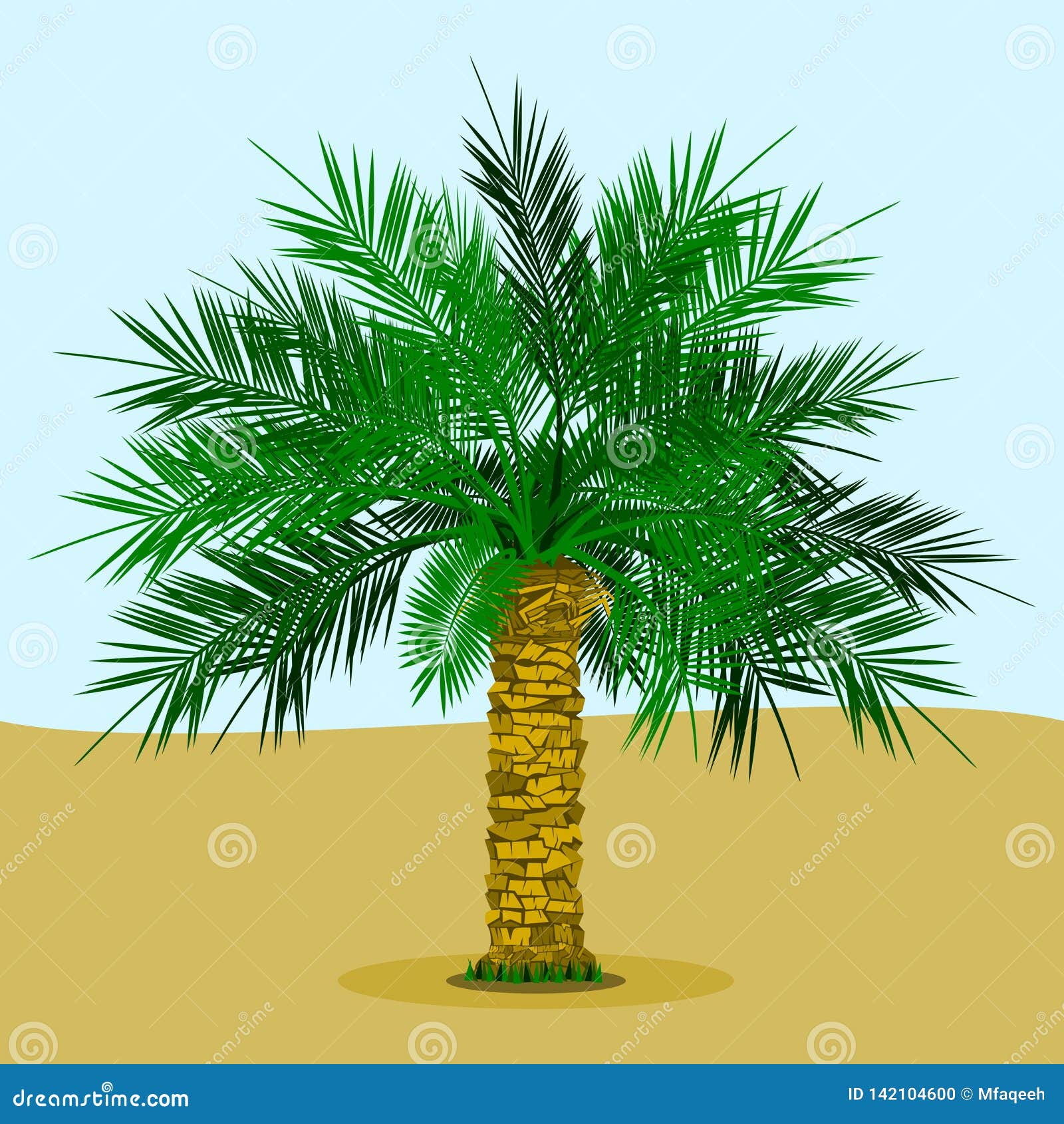 Date Palm Tree with Simple Background Vector Illustration Stock Vector ...