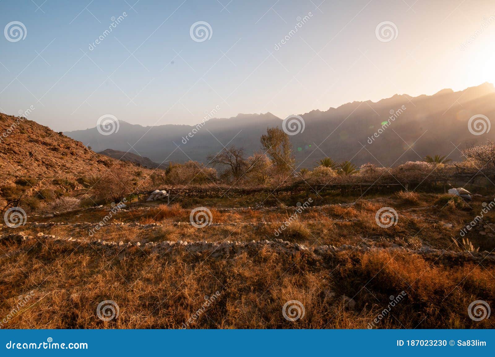Farm on Mountain of Wakan, Oman Stock Photo - Image of mountain, shams ...