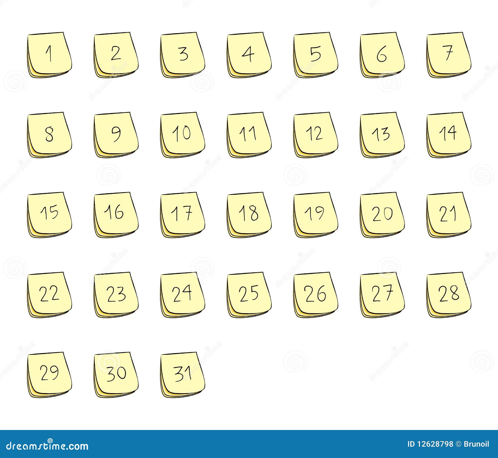 Date Post-it Notes stock vector. Illustration of planning - 12628798