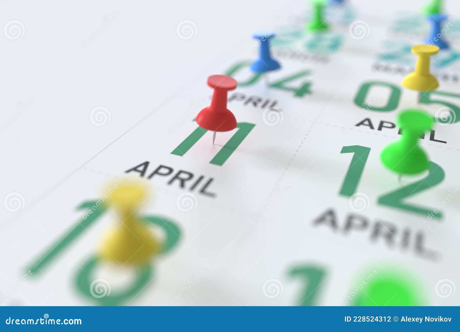 April 11 Date and Push Pin on a Calendar, 3D Rendering Stock ...