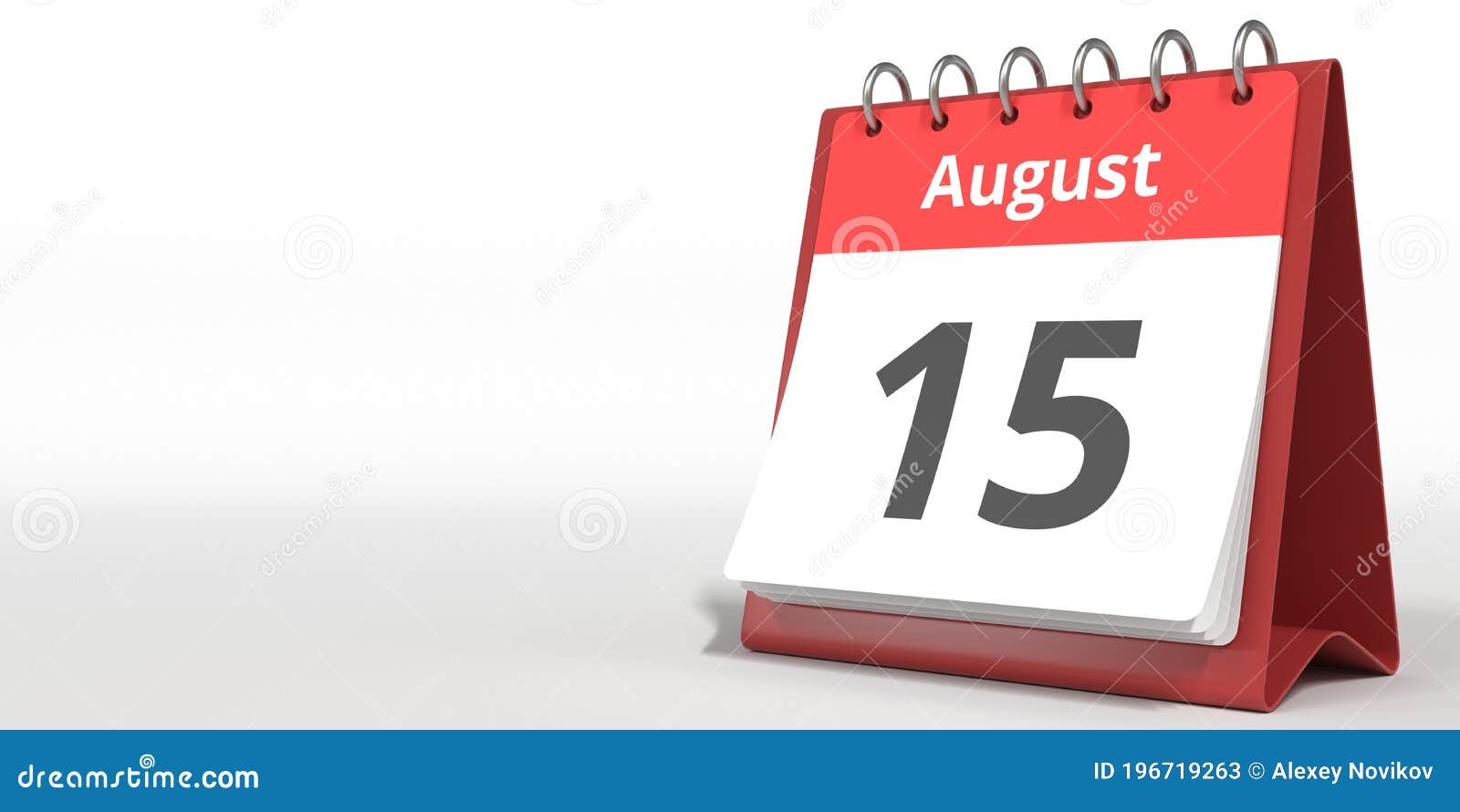 August 15 Date on the Flip Calendar Page, 3d Rendering Stock ...