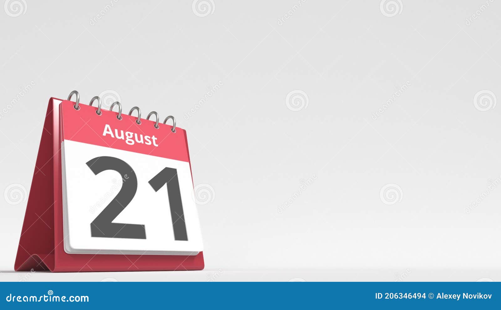 August 21 Date on the Flip Desk Calendar Page, Blank Space for User ...