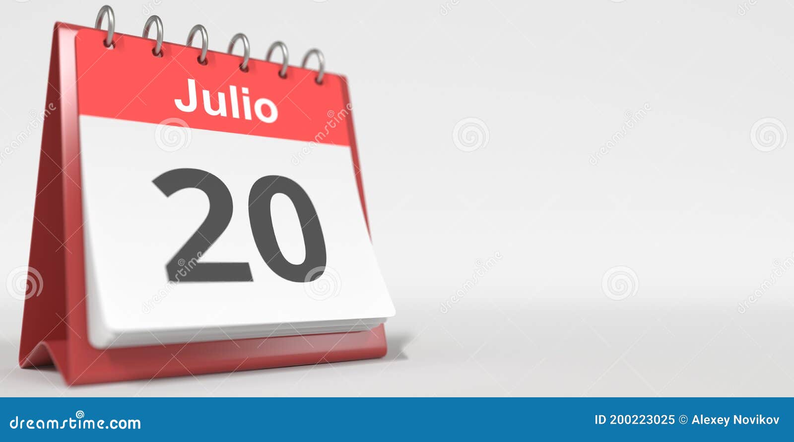 July 20 Date Written in Spanish on the Flip Calendar, 3d Rendering ...