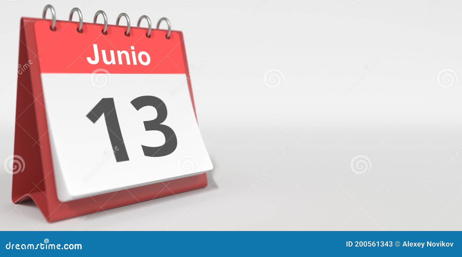June 13 Date Written in Spanish on the Flip Calendar, 3d Rendering ...