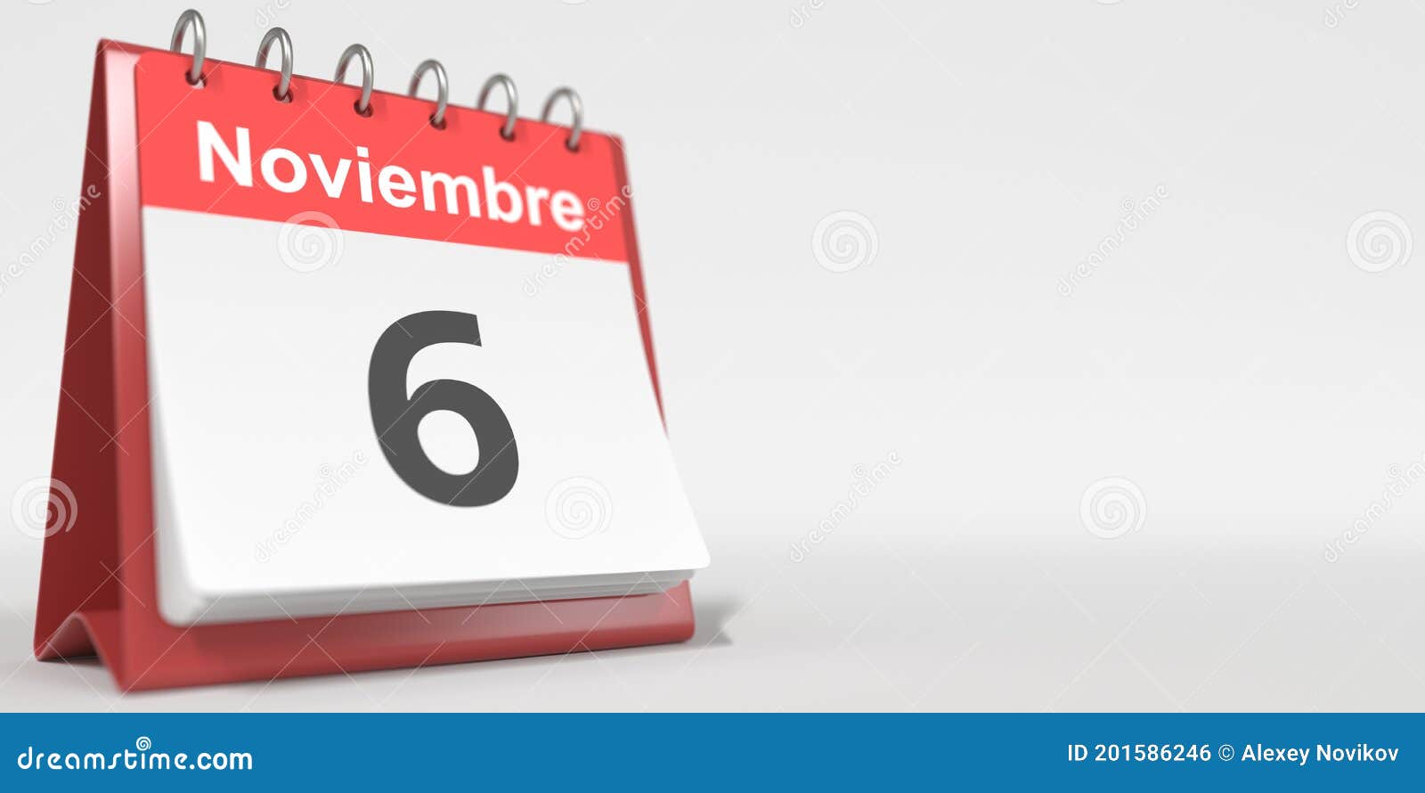 November 6 Date Written in Spanish on the Flip Calendar, 3d Rendering ...