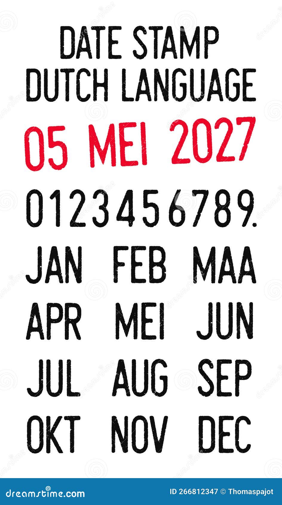 Date stamp Dutch language stock vector. Illustration of editable ...