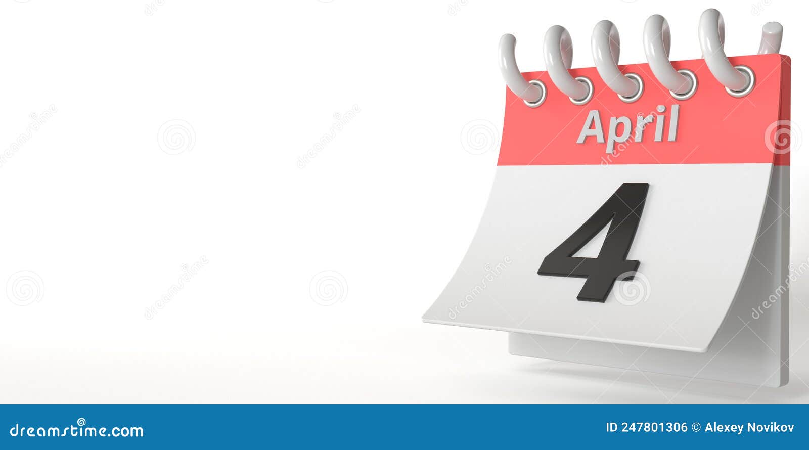 April 4 Date on a Tear-off Calendar, 3d Rendering Stock Illustration ...