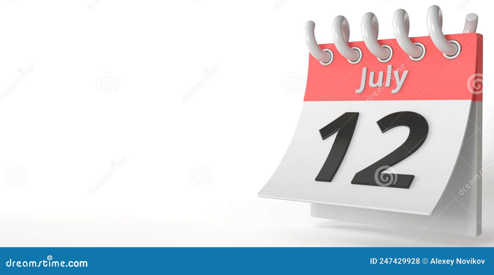 July 12 Date on a Tear-off Calendar, 3d Rendering Stock Illustration ...