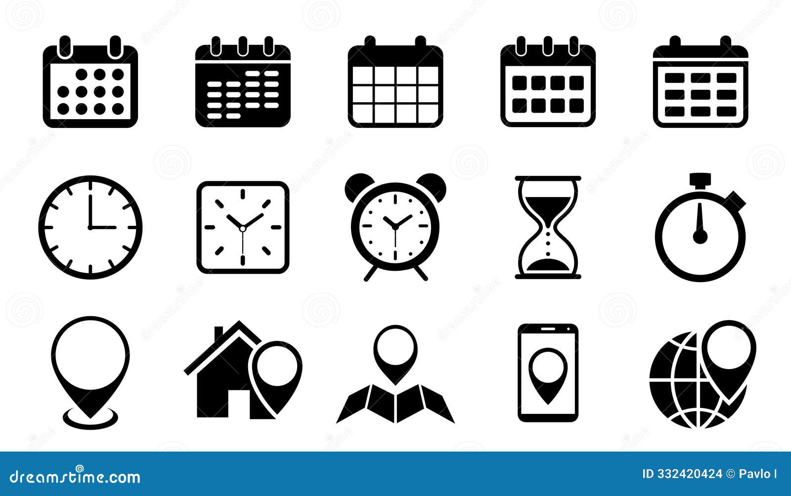 Date, Time and Address Icon Set, Calendar, Clock, Location Pin Signs ... Date, Time and Address Icon Set, Calendar, Clock, Location Pin Signs ...