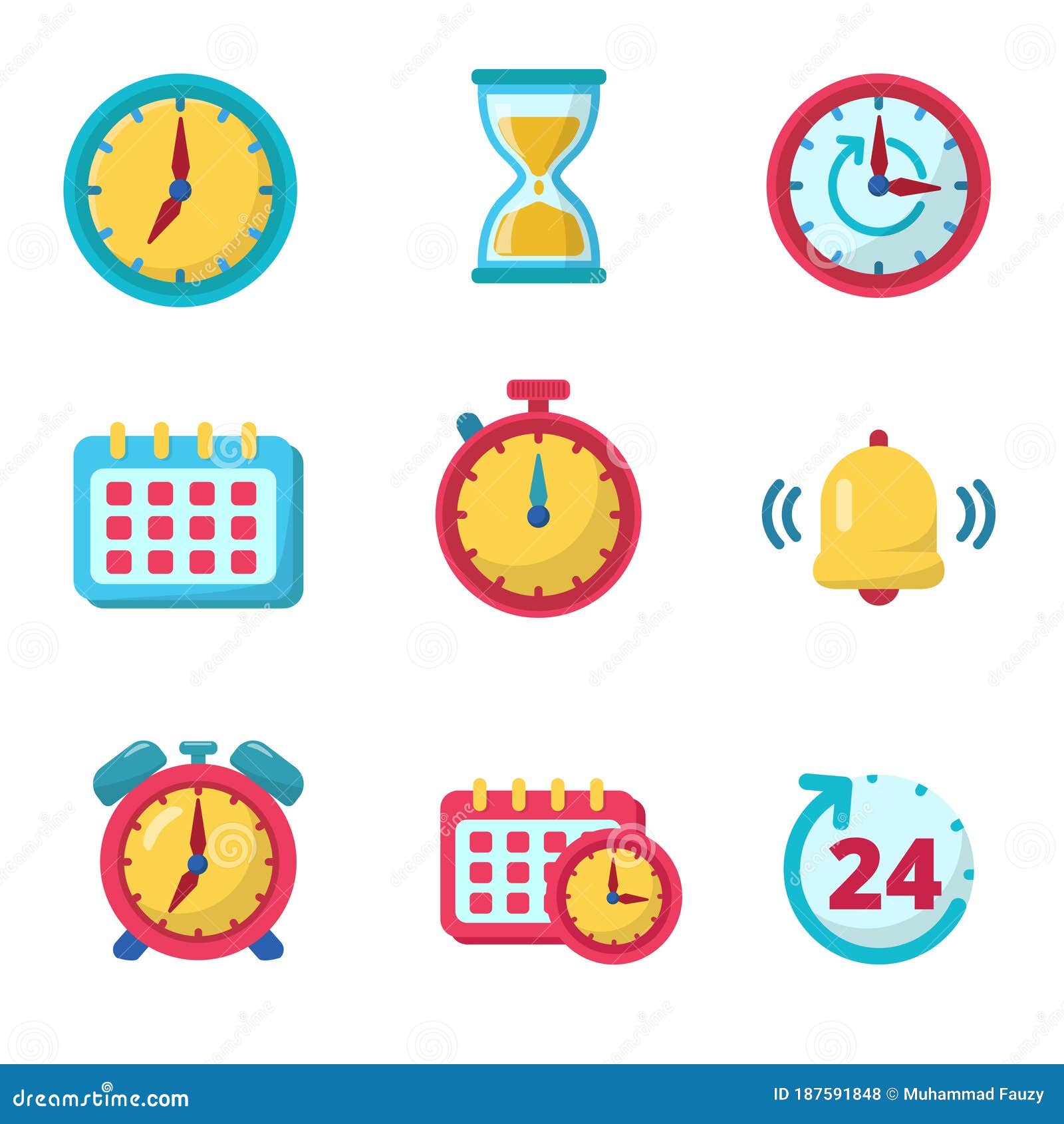 Date and Time Icons Collection in Flat Design Stock Vector ...