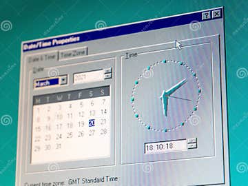 Date and Time Properties Settings Microsoft Windows 95, 98, 2000 UI ...