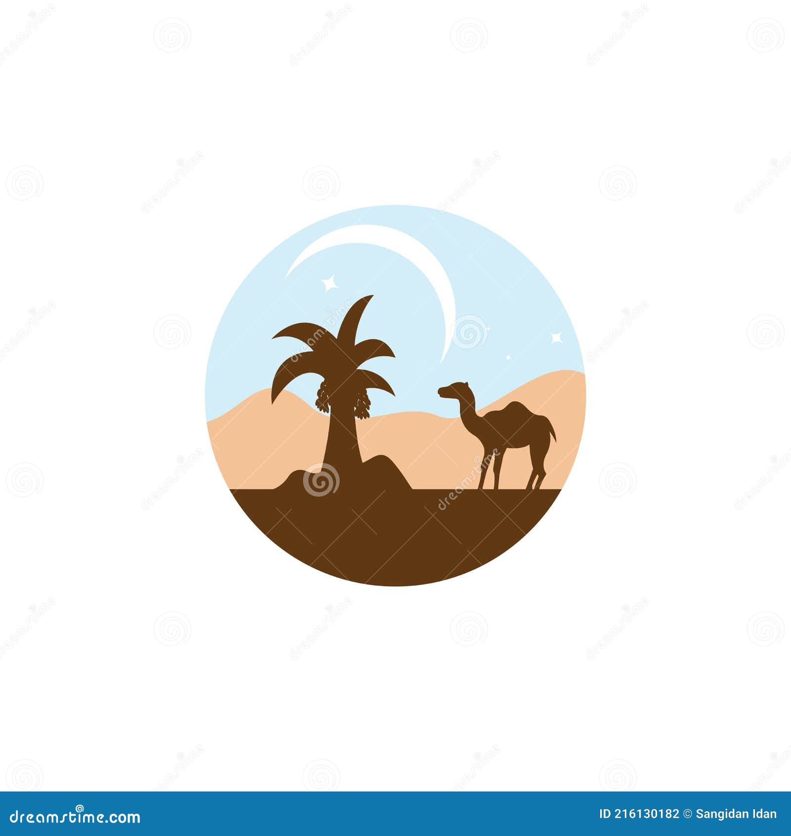 Date Tree and Camel in Desert Icon Vector Illustration Design Template ...