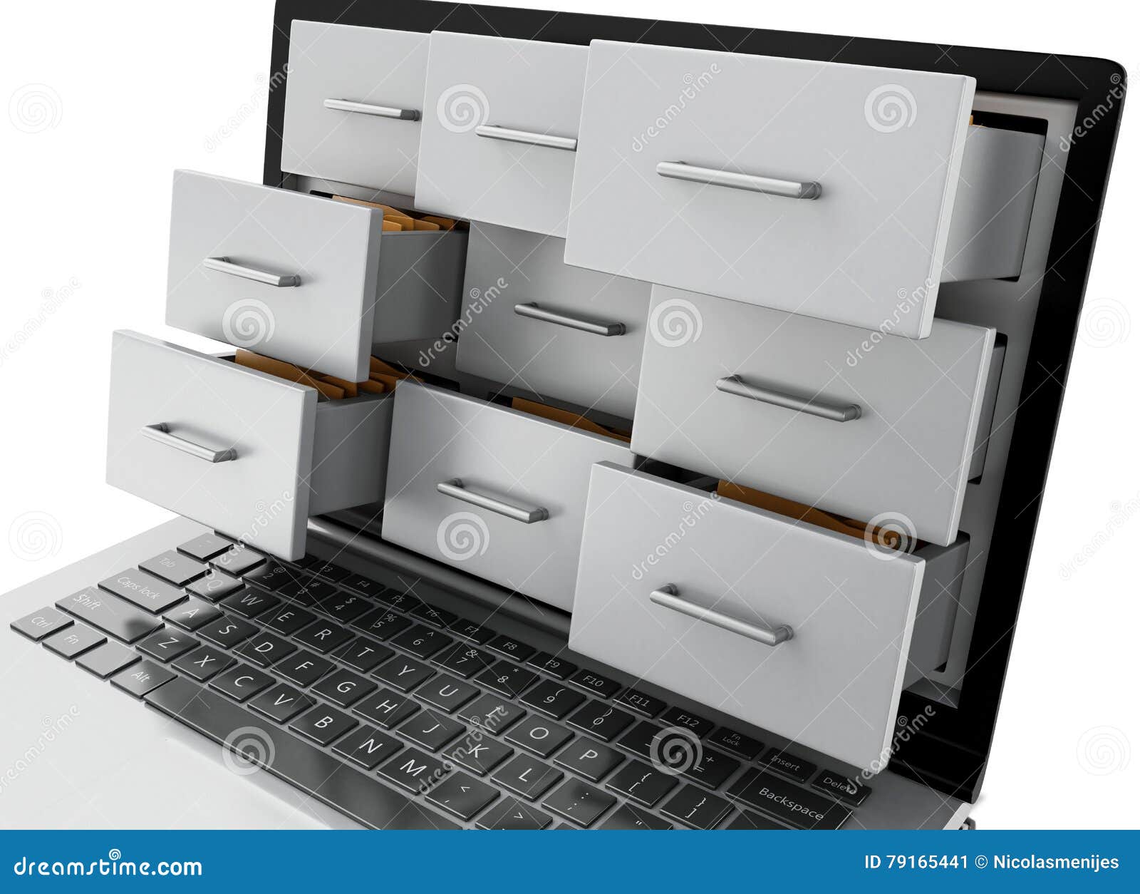 Dateien 3d Und Ordner Im Laptop Stock Abbildung - Illustration von ...