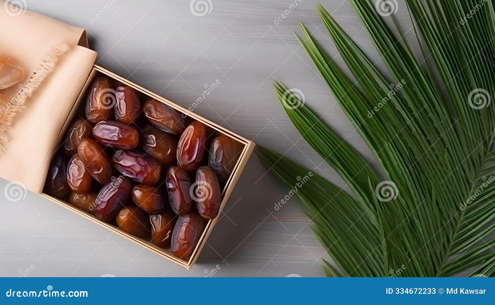 Dates Box with Palm Leaves Top View Stock Illustration - Illustration ...