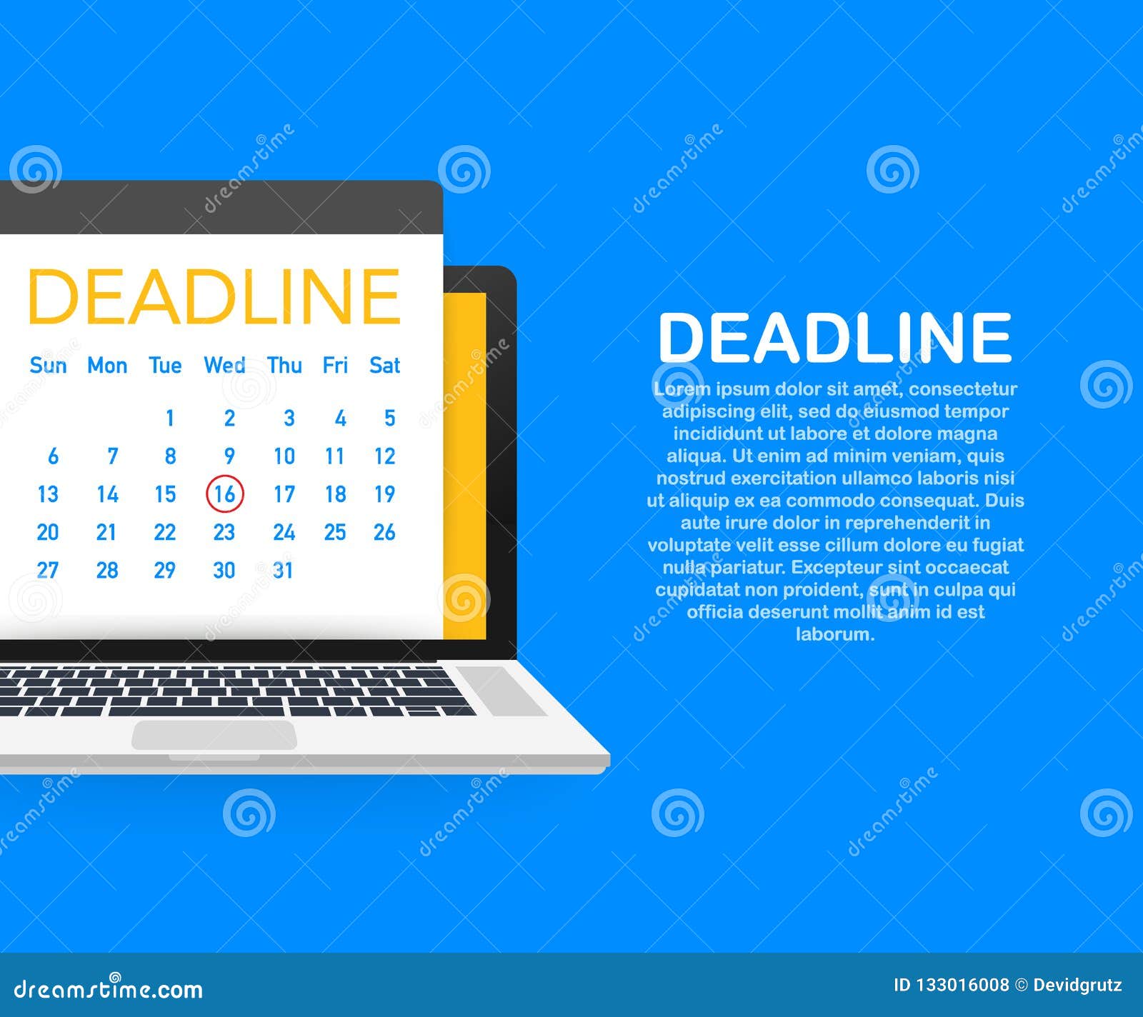 Dates and Deadlines Banner. Computer with Calendar. Vector Illustration ...