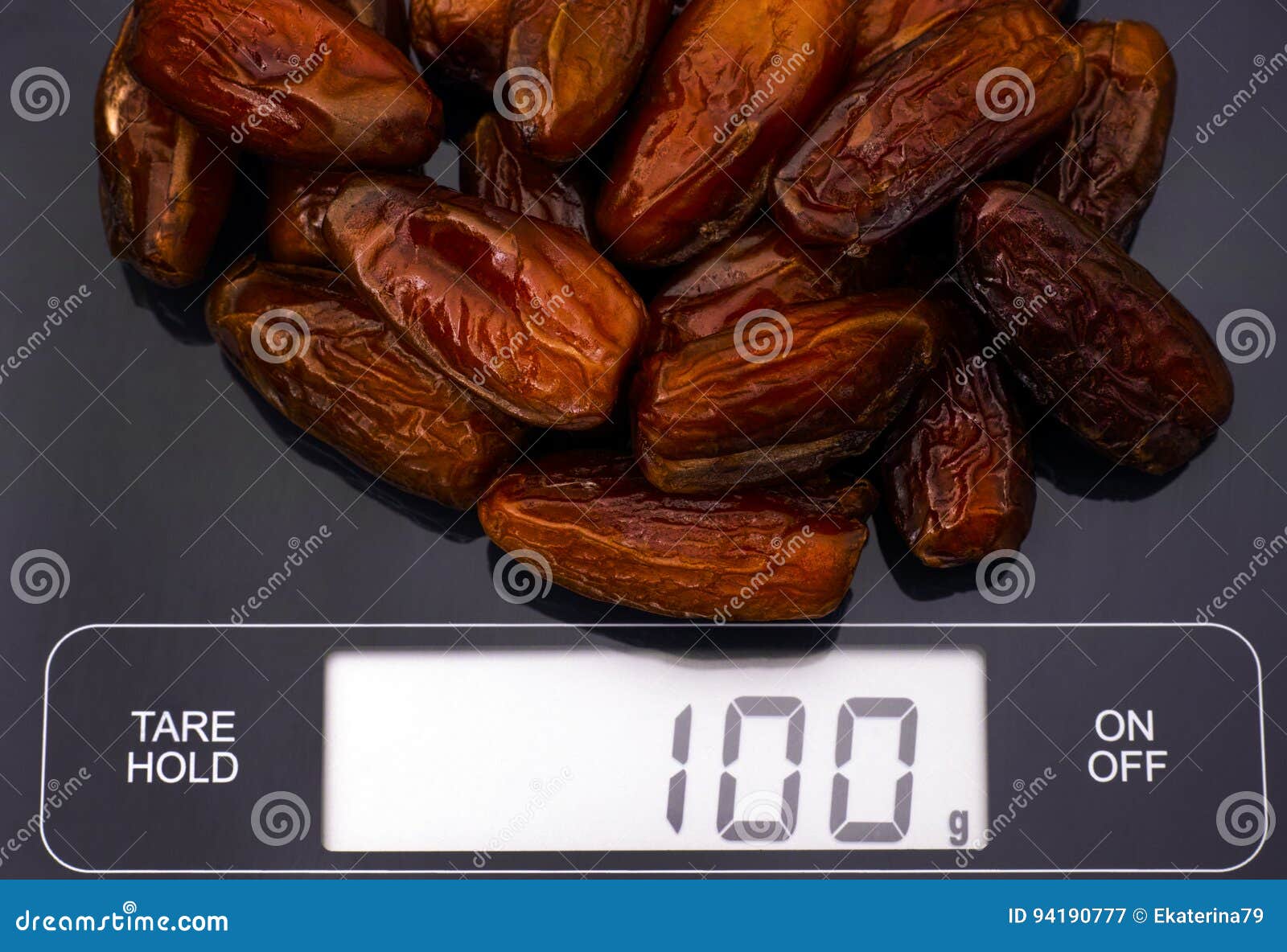 Dates on digital scale stock image. Image of vegetarian - 94190777