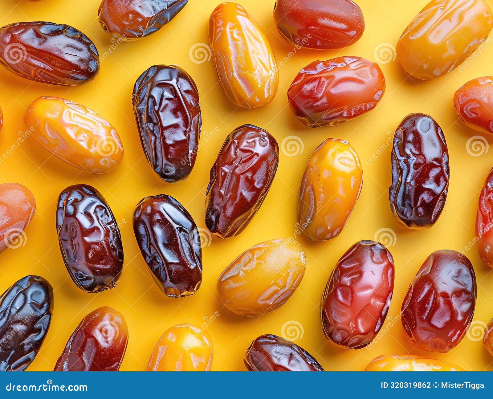 Dates, Equally Spaced, on a Light Background, Isometric Angle, Macro ...